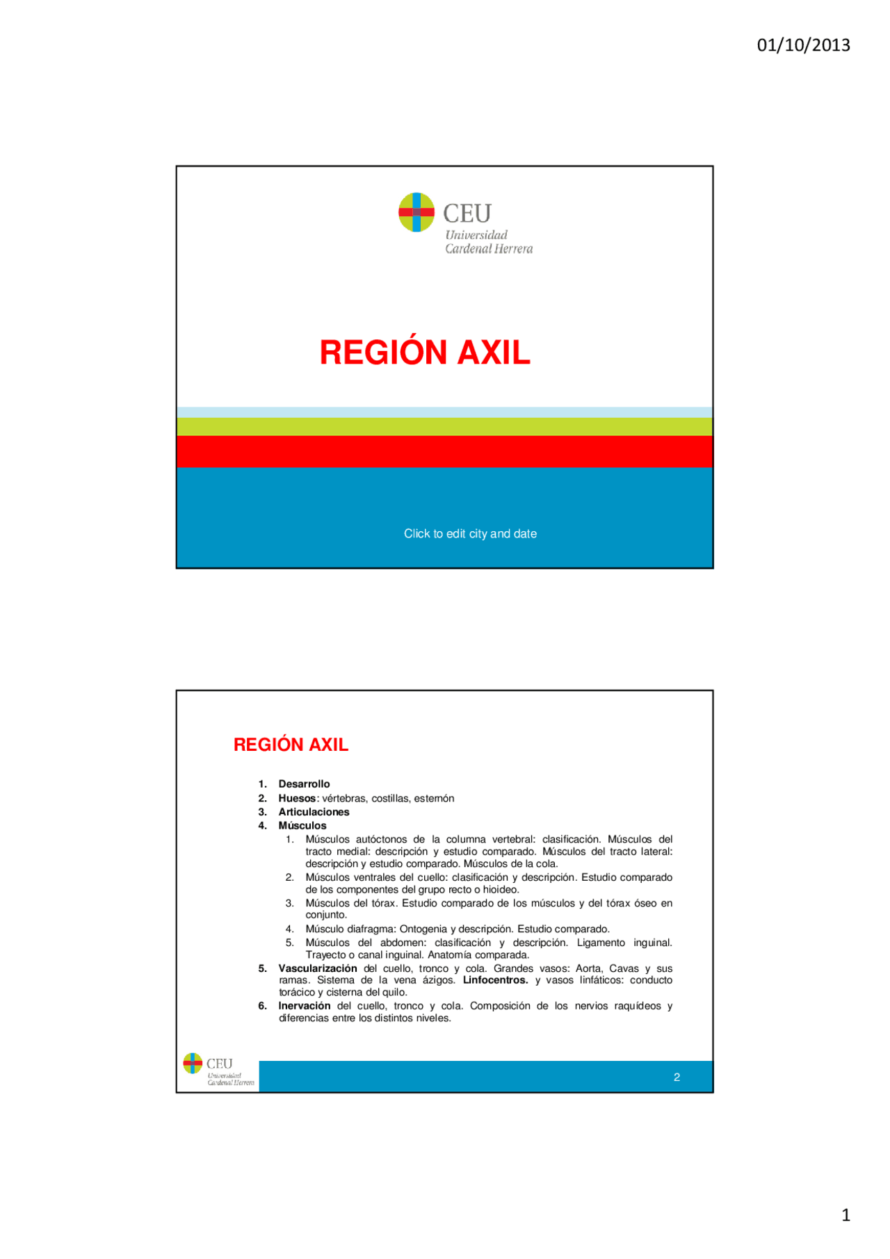 Region axil - Apuntes de Anatomía - Docsity