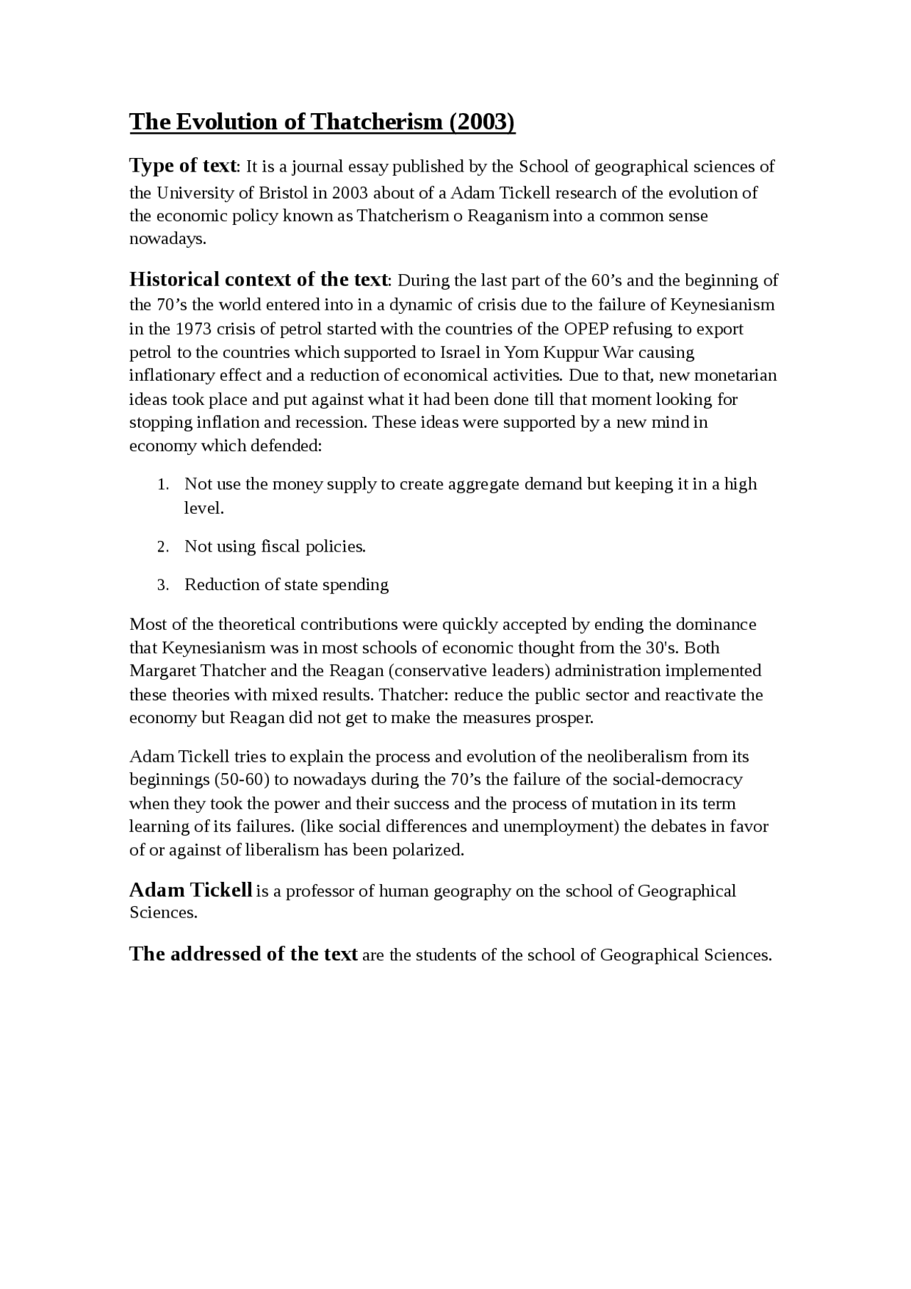 The Evolution of Thatcherism and Neoliberalism: A Historical Analysis ...