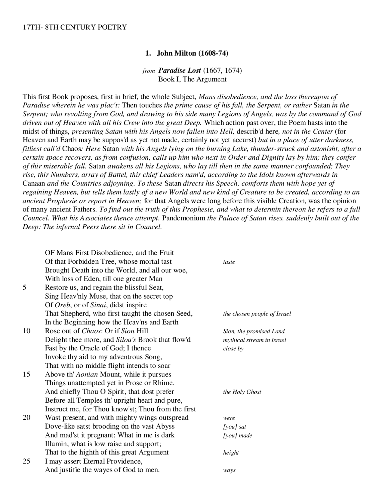 PACKET POETRY 18TH C - Apuntes de Idioma Inglés - Docsity