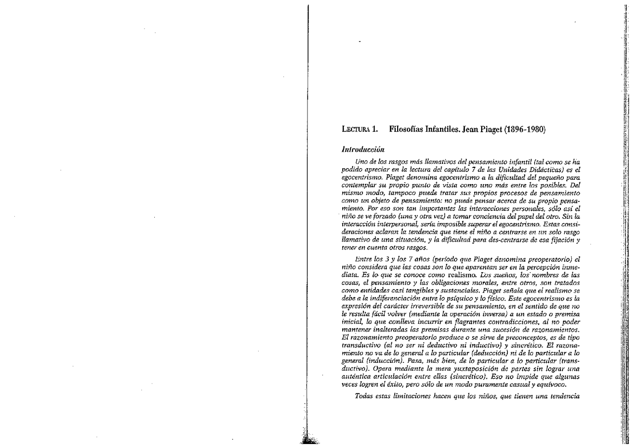 Filosofías infantiles - Apuntes de Psicología del Desarrollo - Docsity