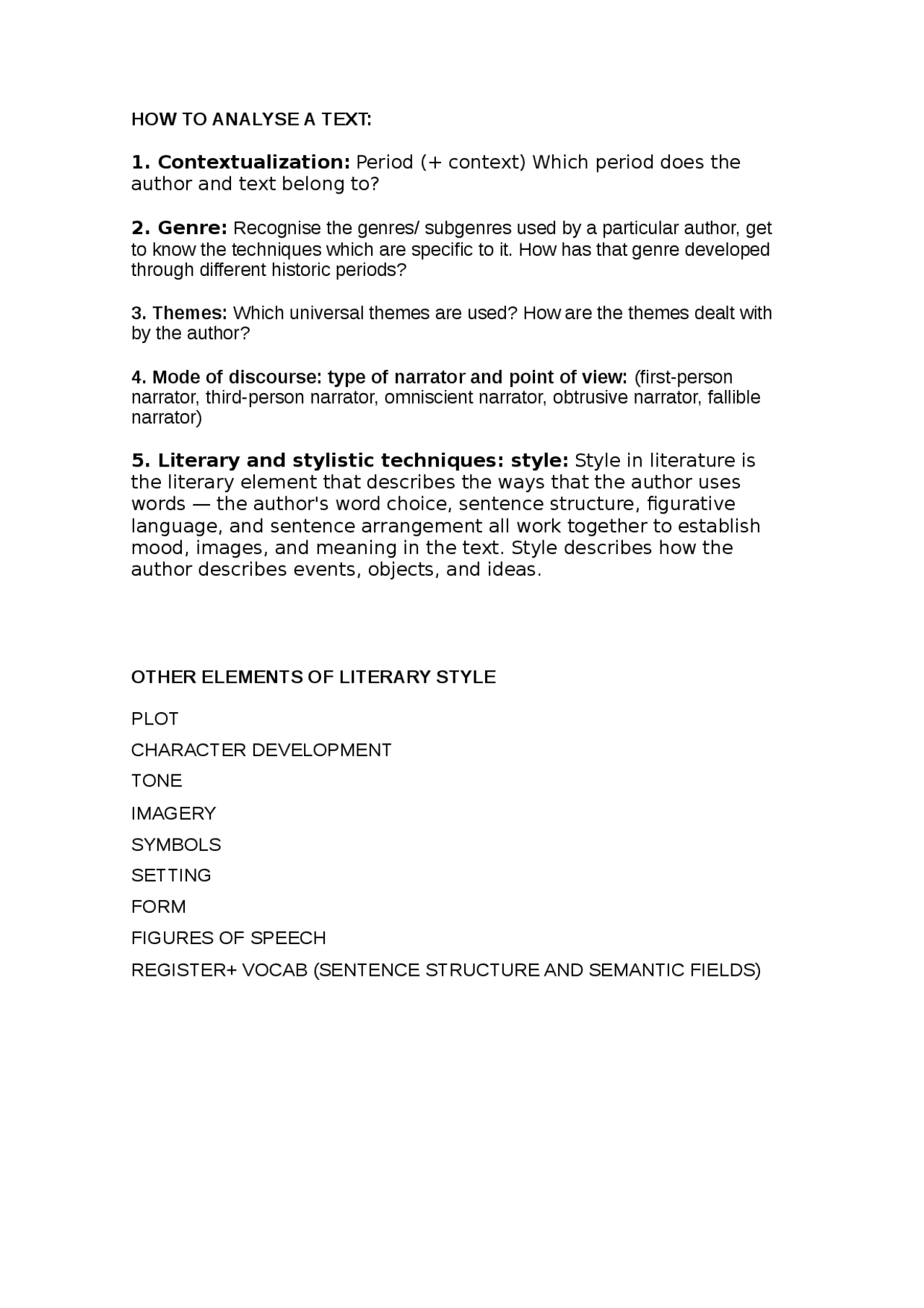 How to analyze a text - Apuntes de Idioma Inglés - Docsity