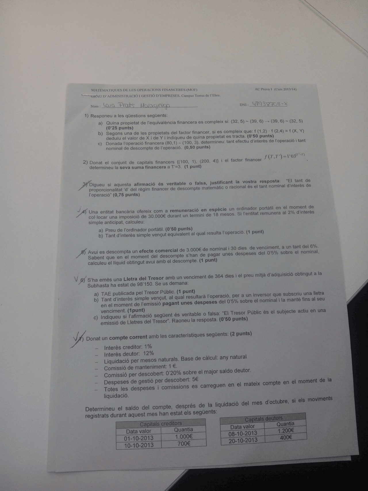 Examen 1r parcial MOF - Exámenes de Administración de Empresas - Docsity