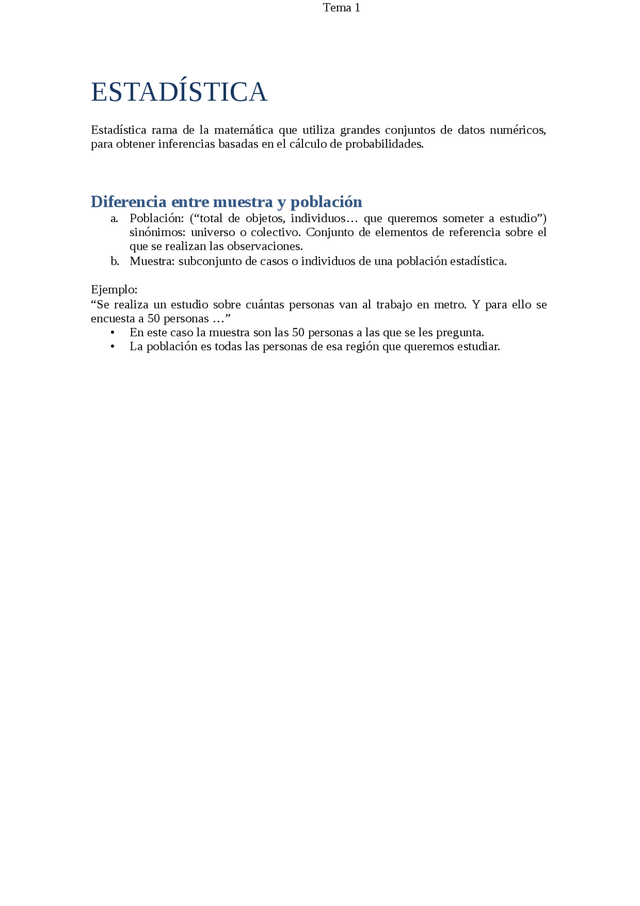 ESTADÍSTICA Estadística rama de la matemática que utiliza - Apuntes de ...