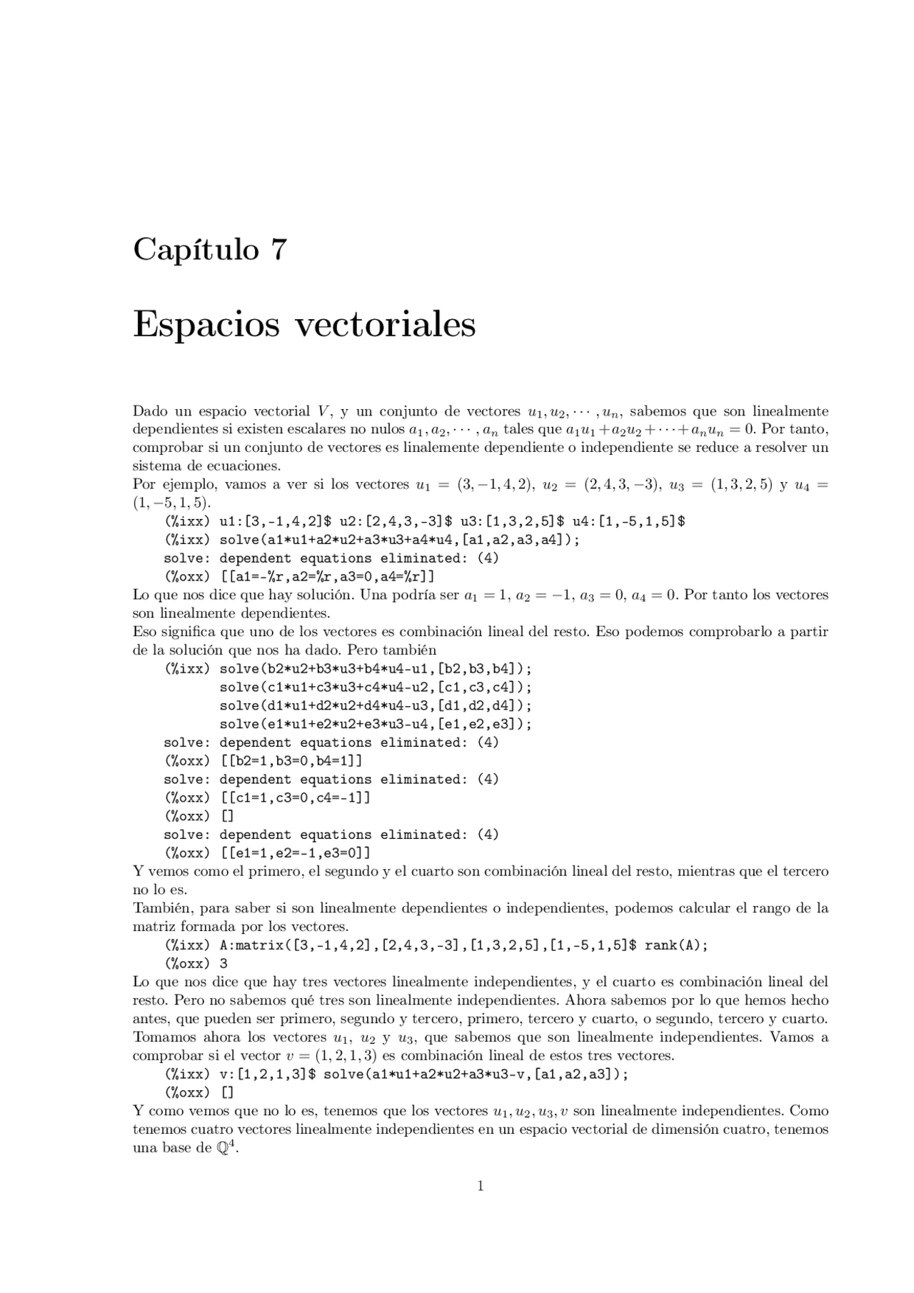 Practica 7 Espacios vectoriales - Ejercicios de Comunicación Audiovisual - Docsity