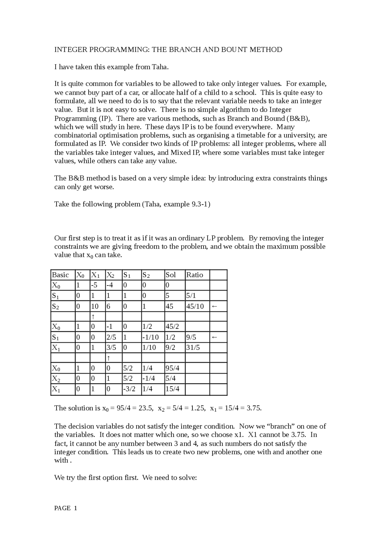 Integer Programming - Apuntes de Administración de Empresas - Docsity