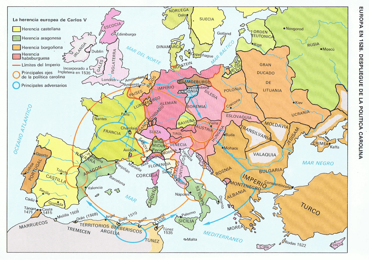 Mapa Europa 1526 - Apuntes de Historia Moderna - Docsity