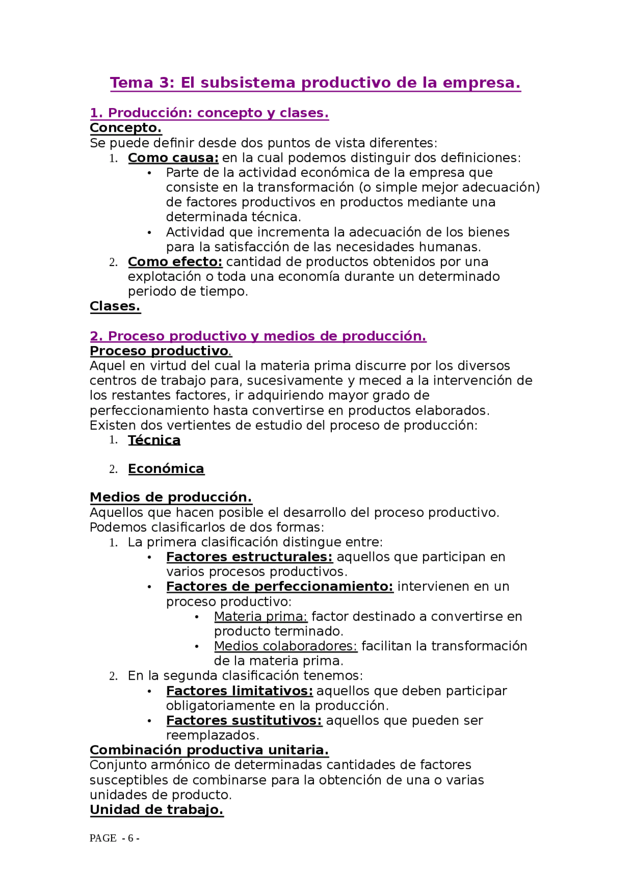 Tema 3: El subsistema productivo de la empresa 1. Producción: con ...