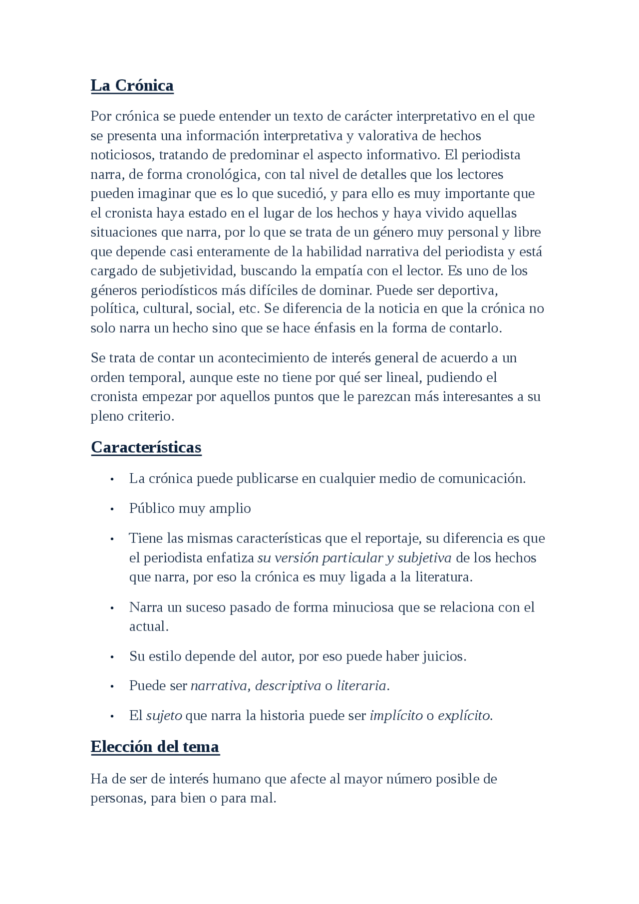 La Crónica Por crónica se puede entender un texto de carácter ...