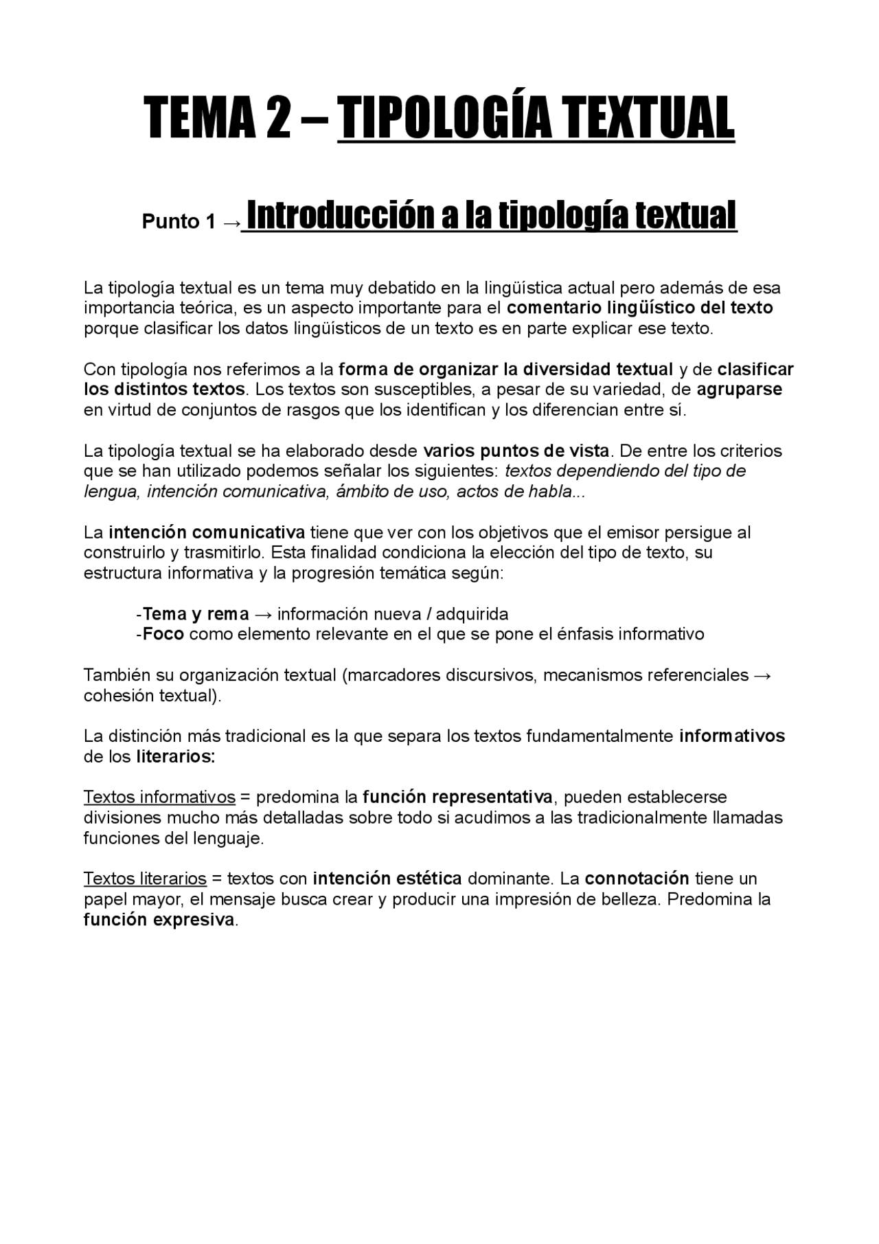 TEMA 2 – TIPOLOGÍA TEXTUAL Punto 1 LÍNEA ARGUMENTAL FONDO ARGUMENTA ...