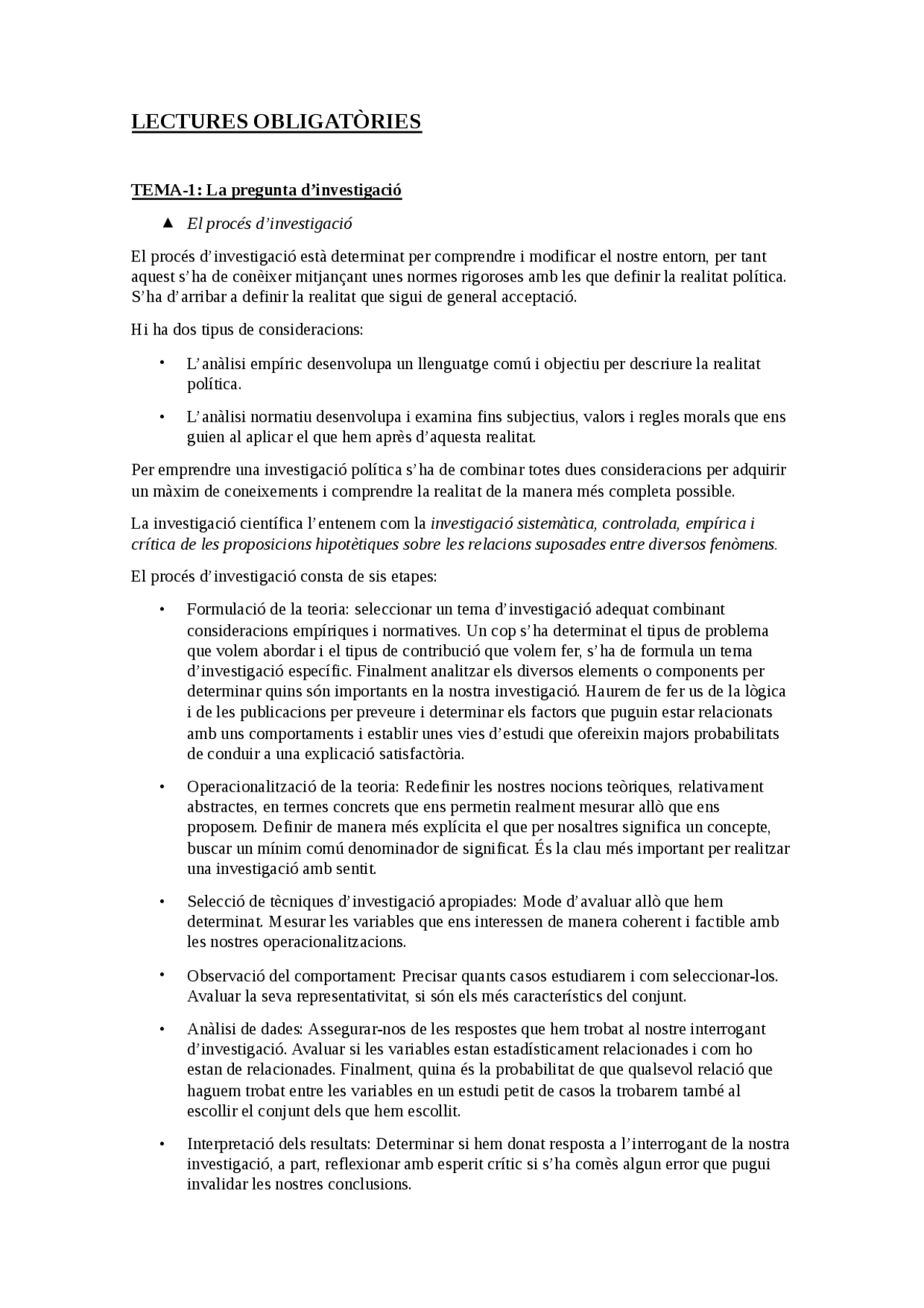 Lectures obligatories temes 1-2 - Monografías, Ensayos de Ciencia de la ...