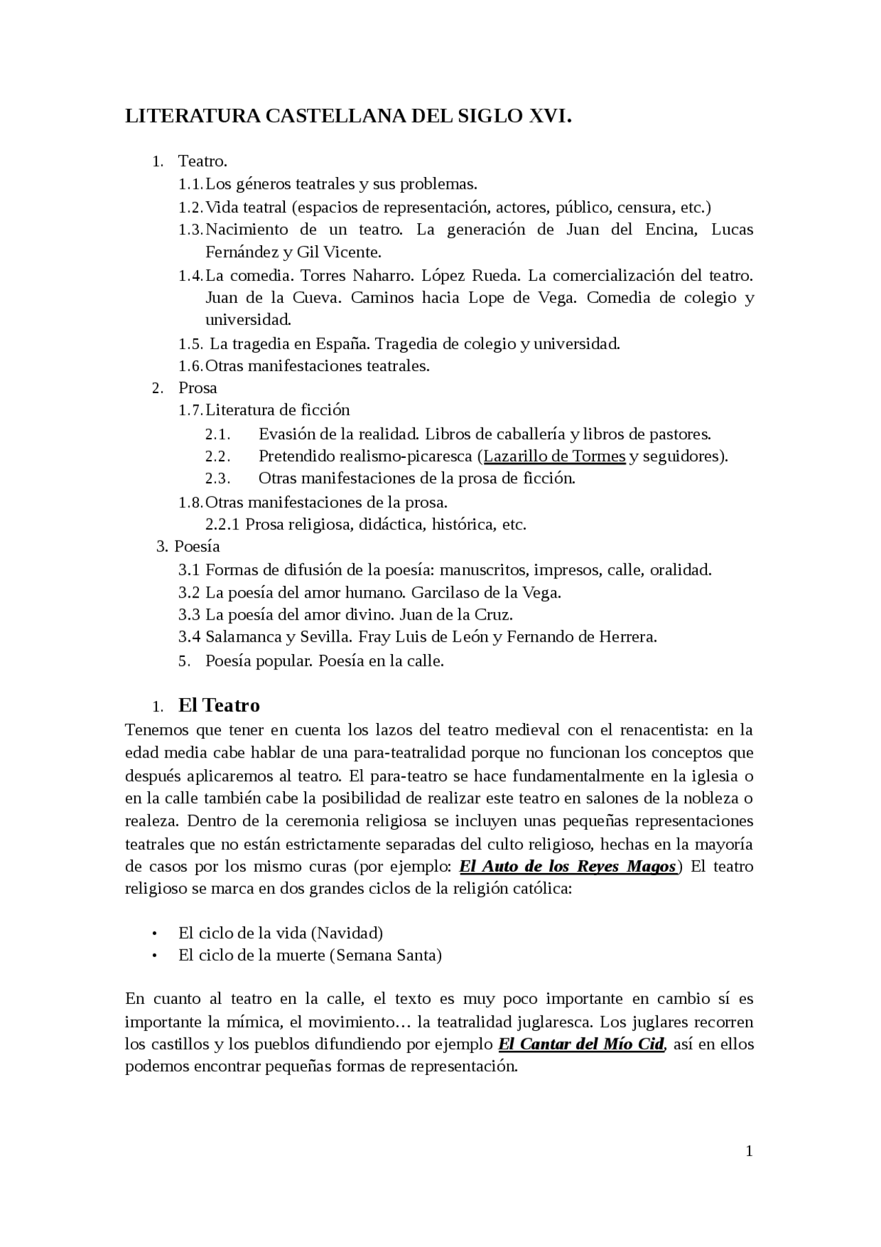 Literatura Castellana del siglo XVI - Apuntes de Literatura del Siglo ...