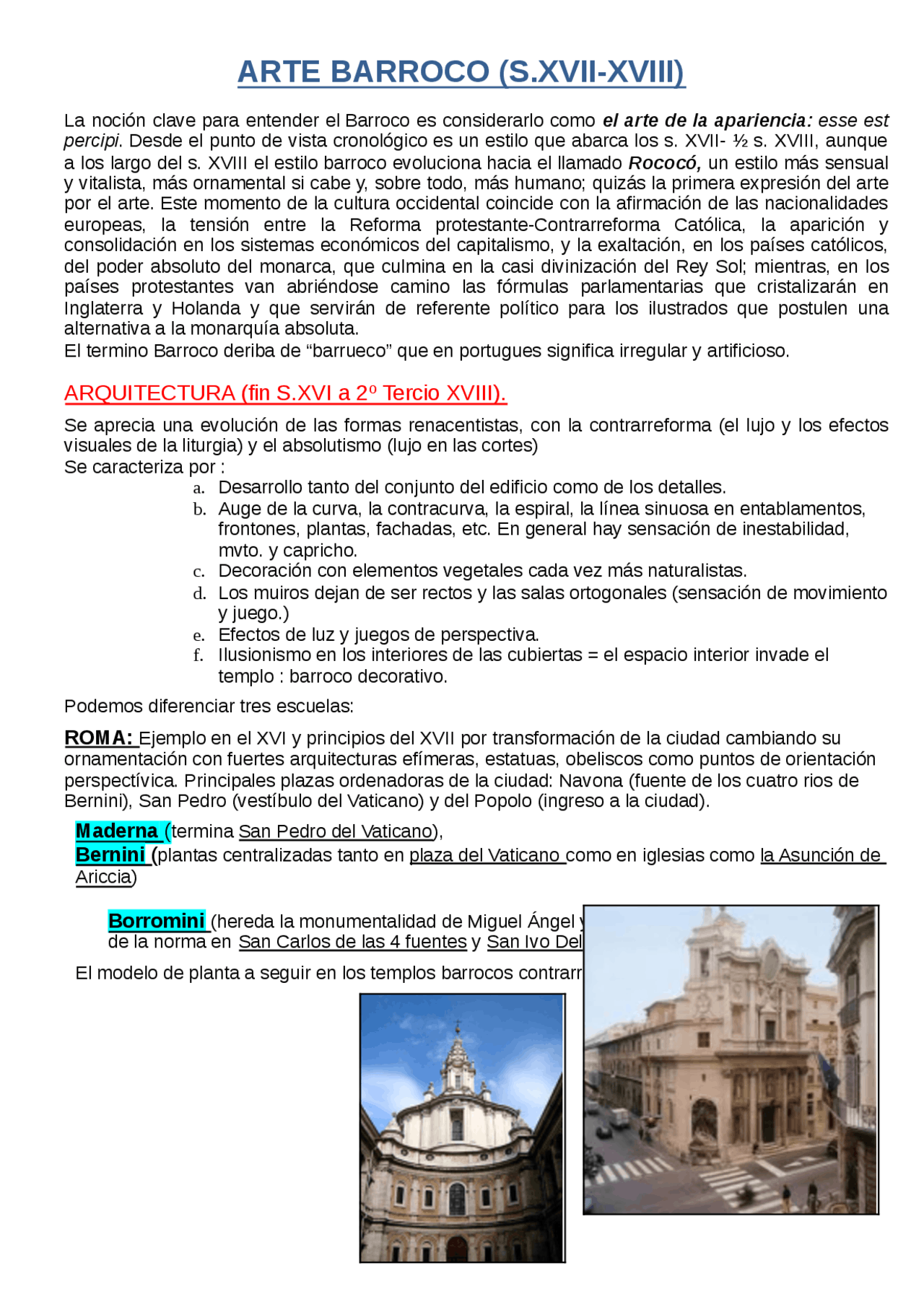 Arte Barroco - Apuntes de Historia - Docsity