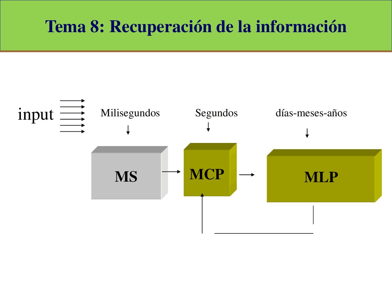 Input Tema 8: Recuperación de la información Milisegundos Segundos ...