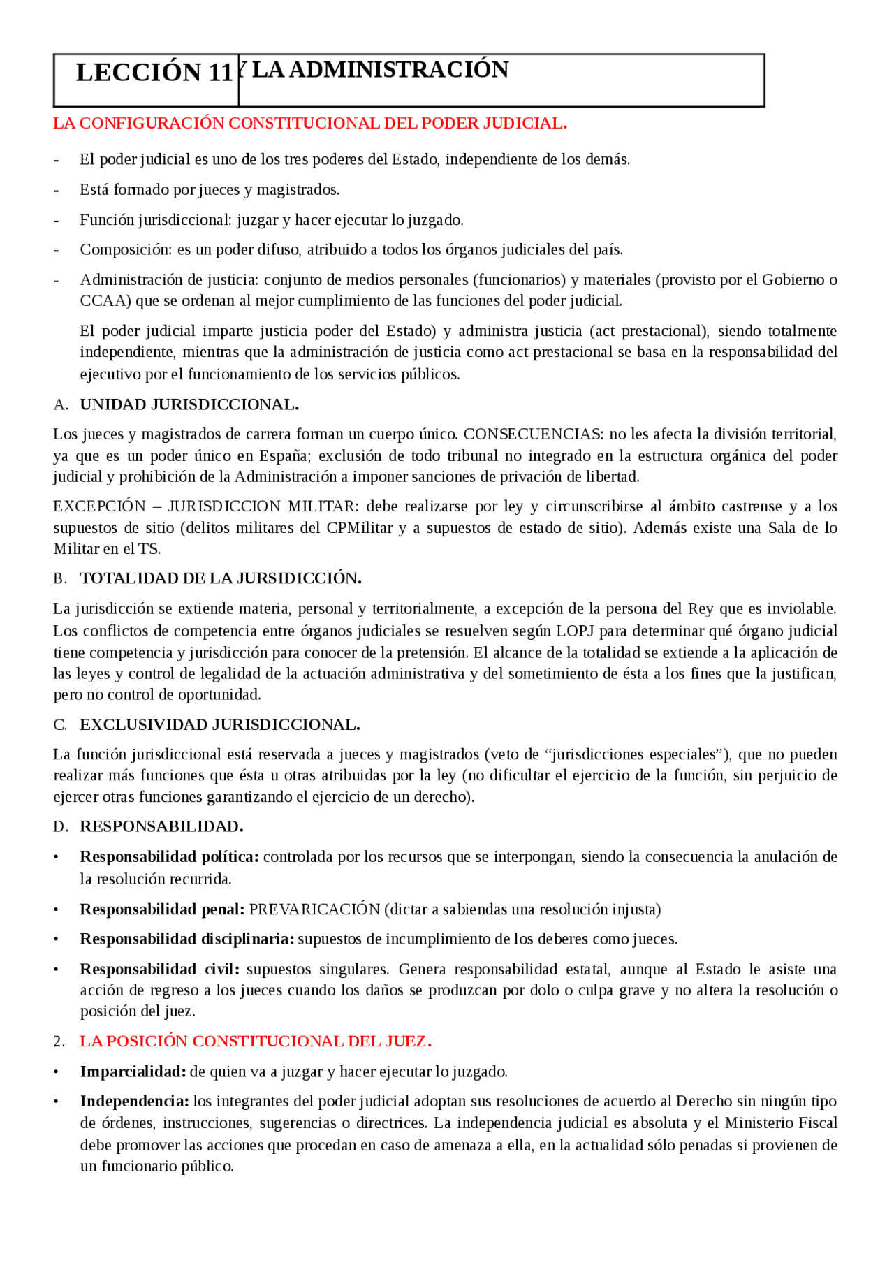 LECCIÓN 11 Legitimidad elección popular, directa o indi - Apuntes de ...