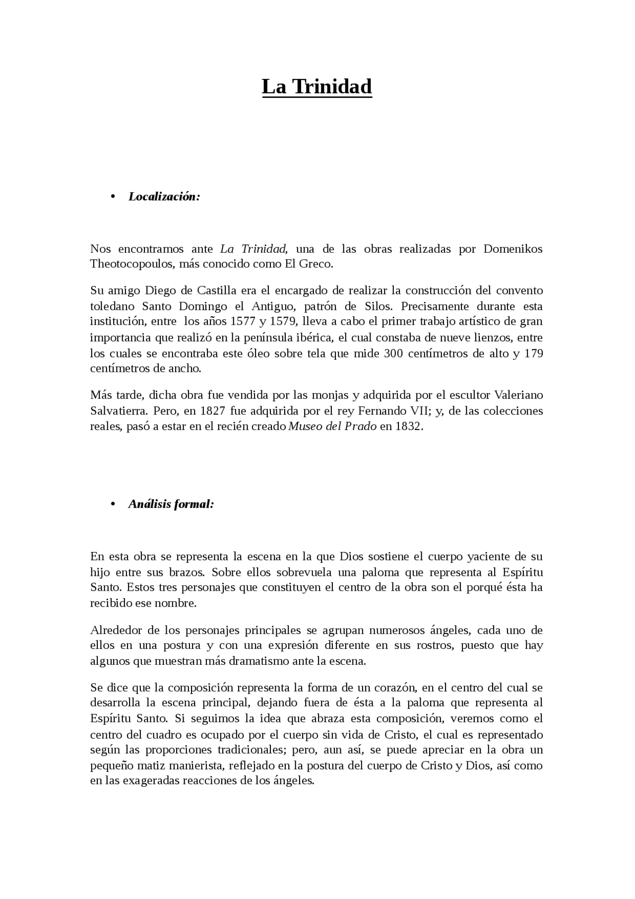 Trabajo de EL GRECO - Guías, Proyectos, Investigaciones de Historia del ...