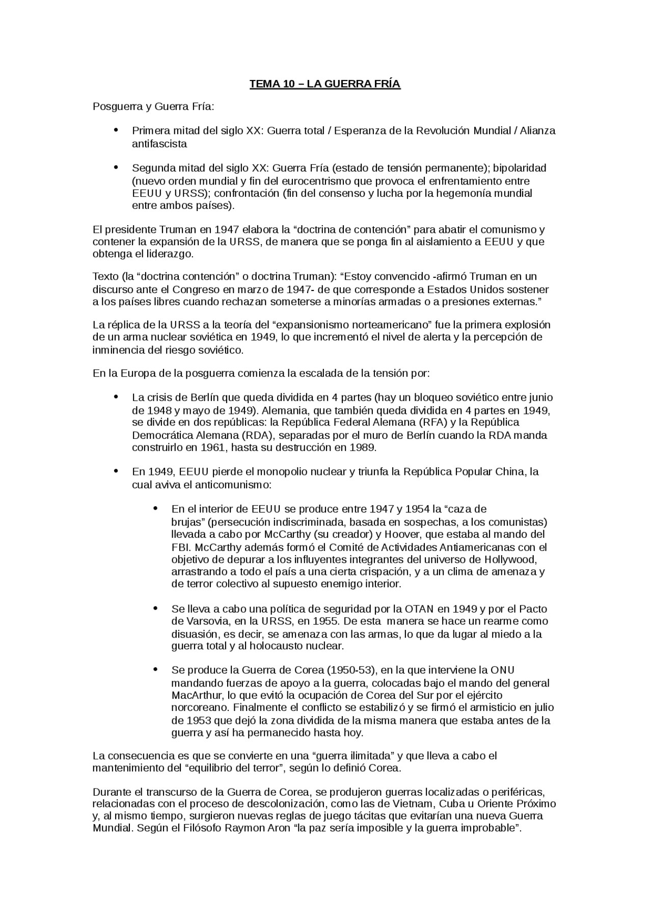 La Guerra Fría - Notes de Écriture journalistique | Docsity