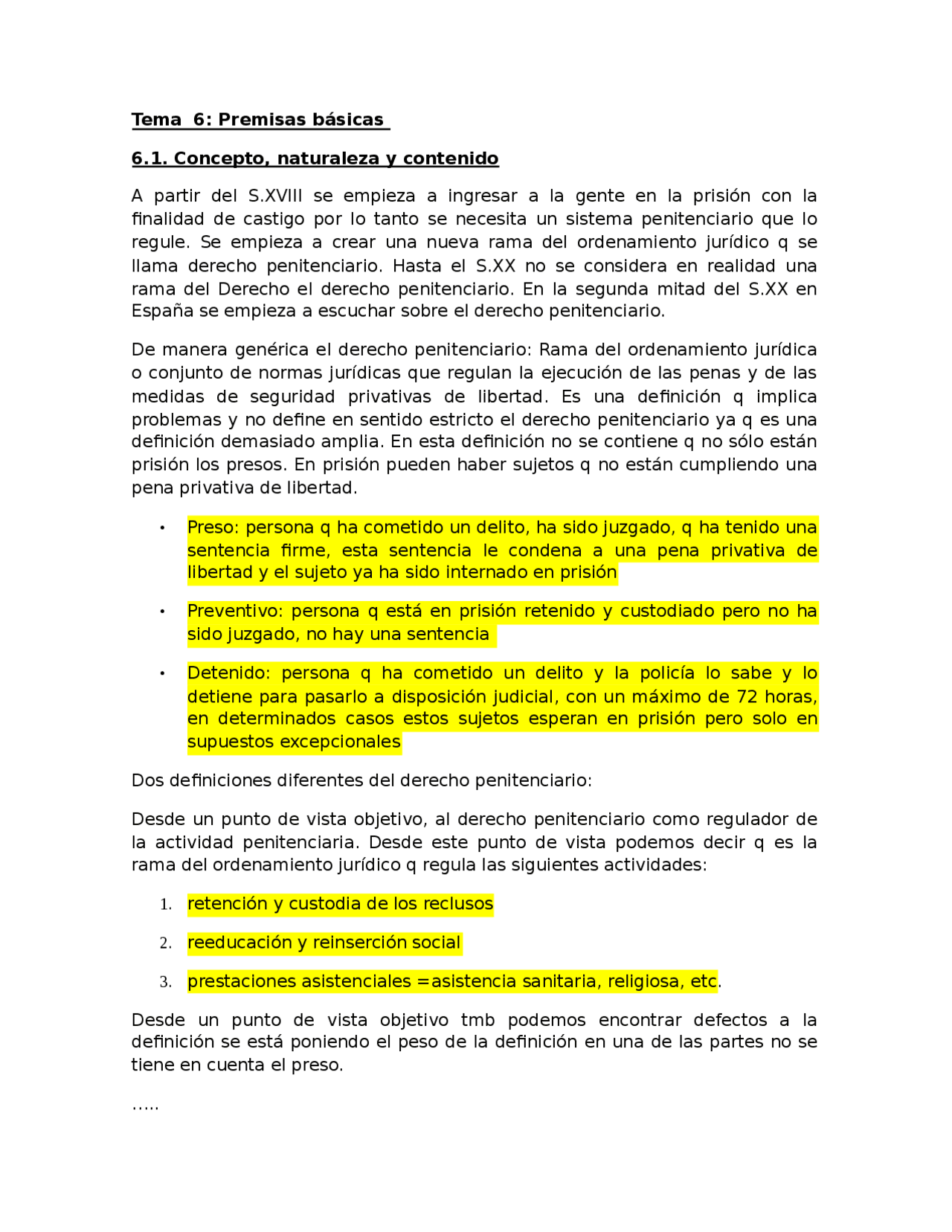 Tema 6: Premisas básicas 6.1. Concepto, naturaleza y contenido A partir ...