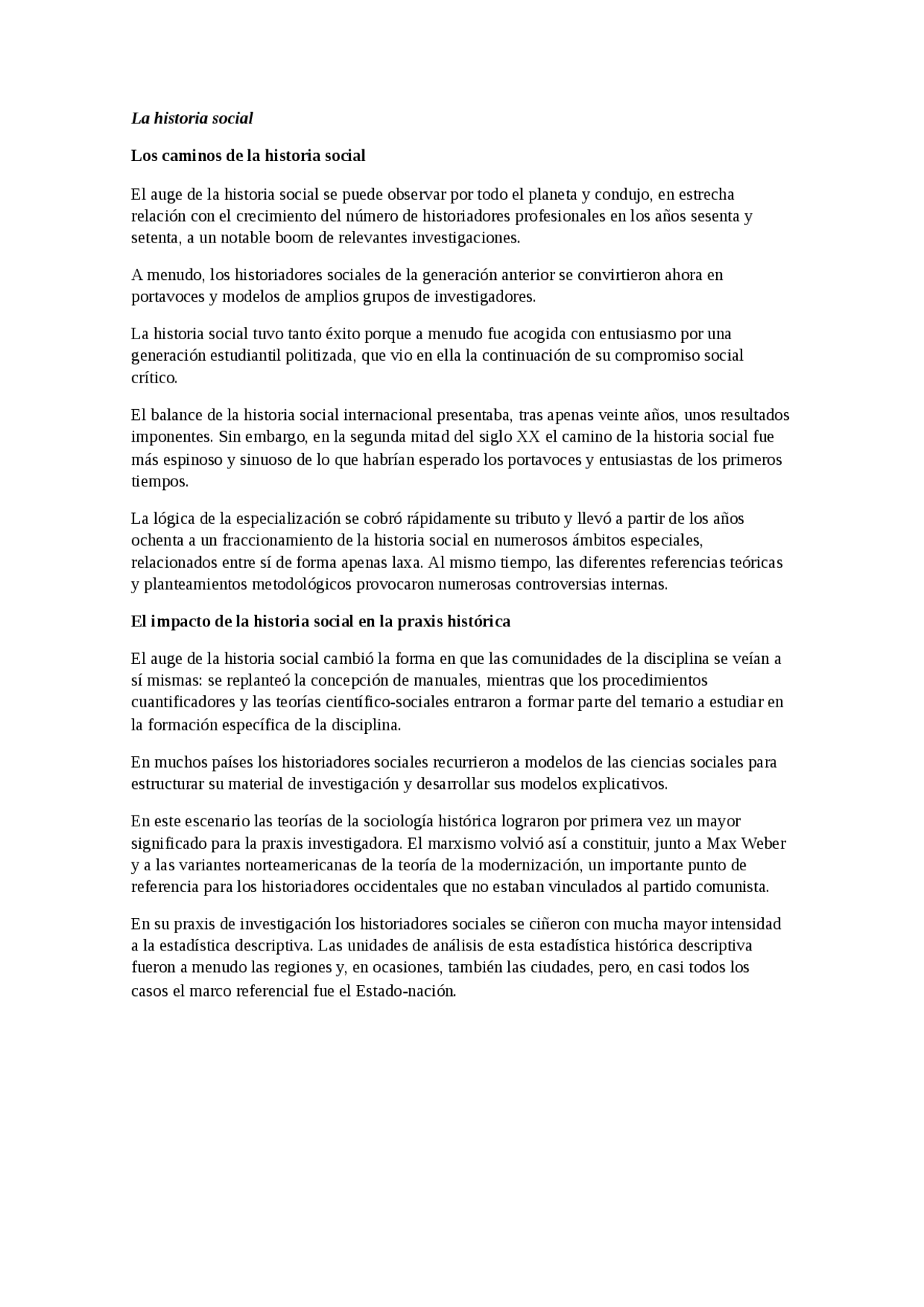 La historia social Los caminos de la historia social El auge de la ...