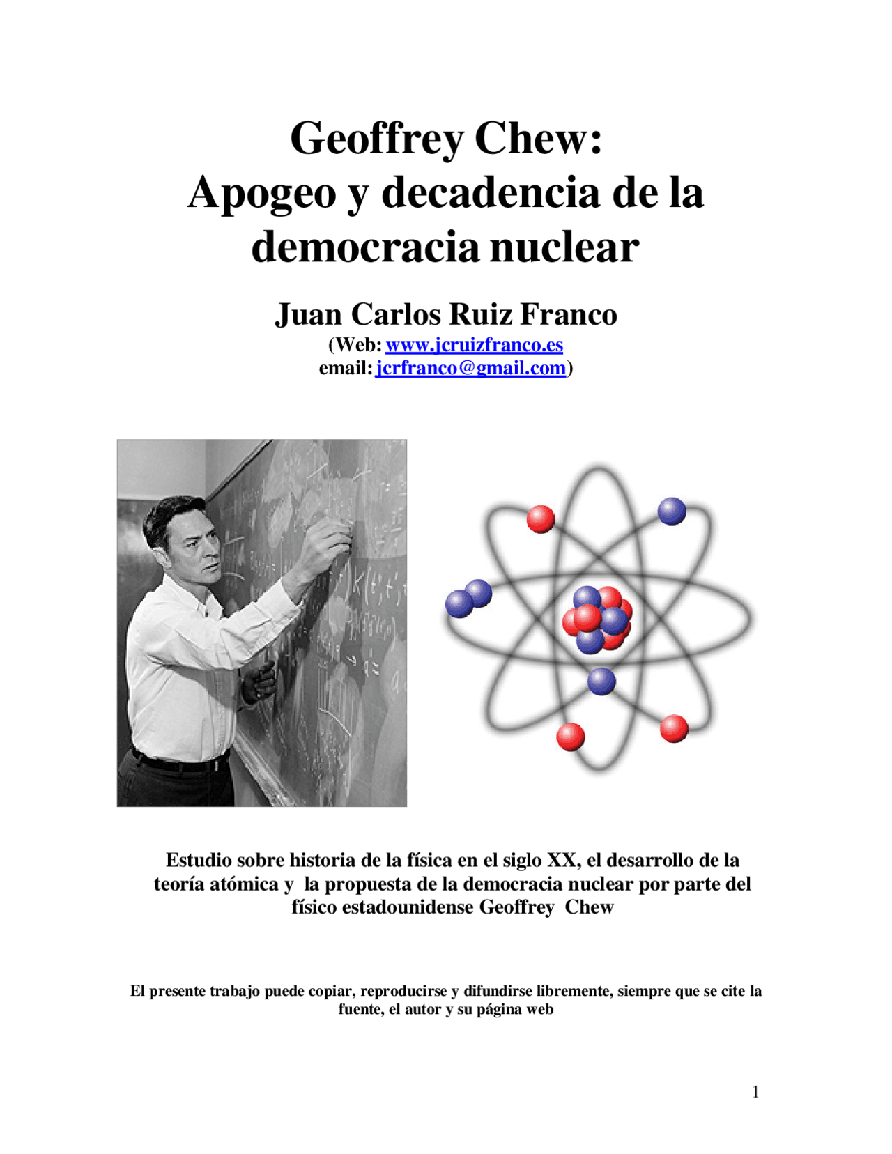 Geoffrey Chew y la democracia nuclear - Apuntes de Filosofía - Docsity