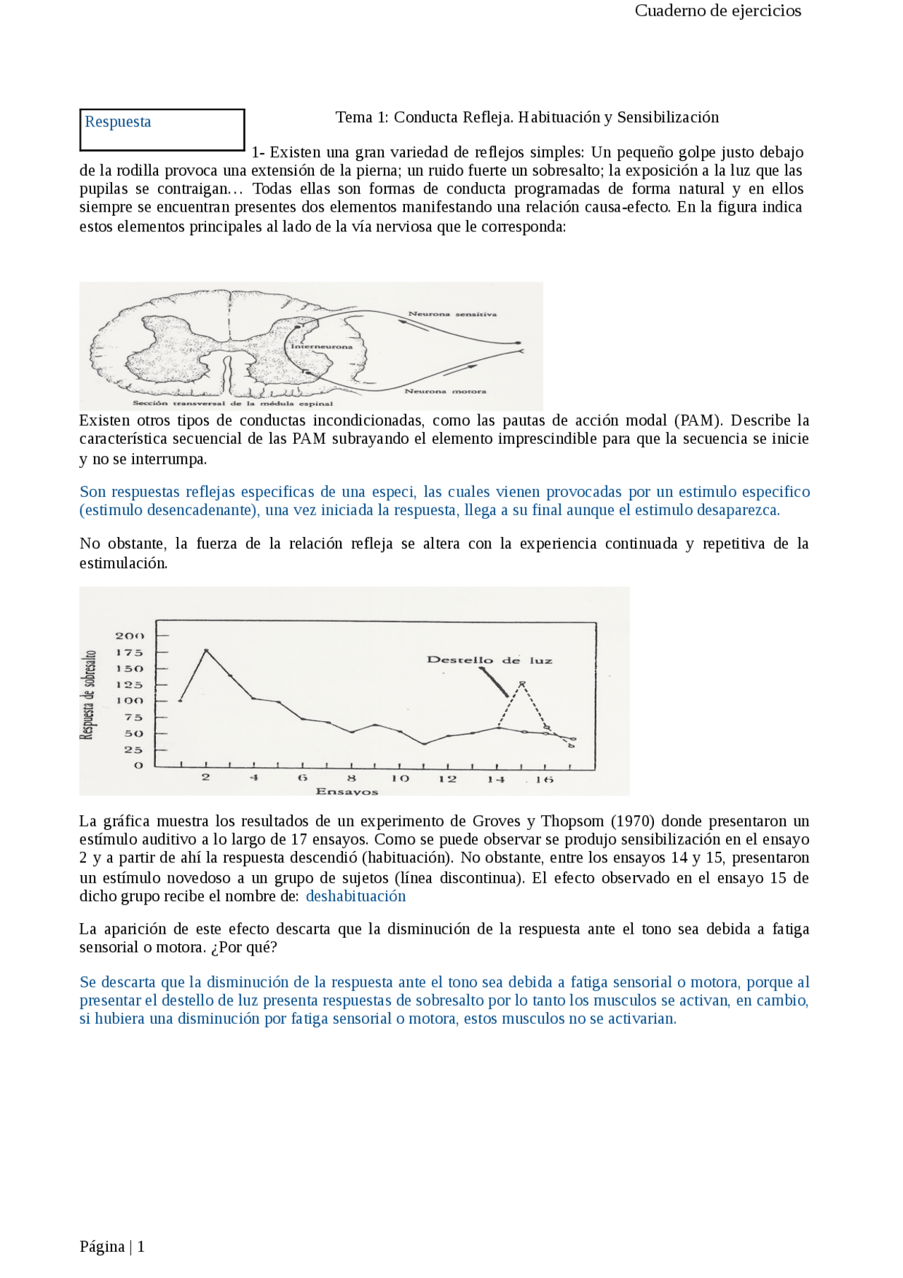 Reflexos y Habituación: Conductas Reflejas y Sensibilización - Prof ...