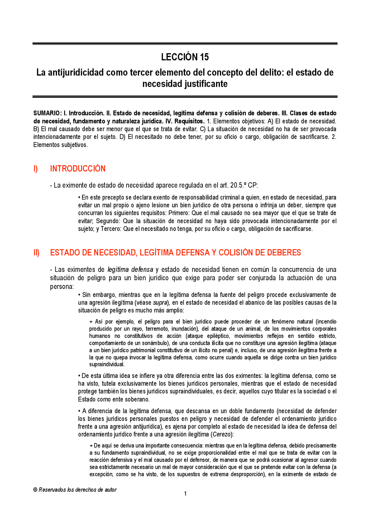 LECCIÓN 15 La antijuridicidad como tercer elemento del co - Apuntes de ... LECCIÓN 15 La antijuridicidad como tercer elemento del co - Apuntes de ...