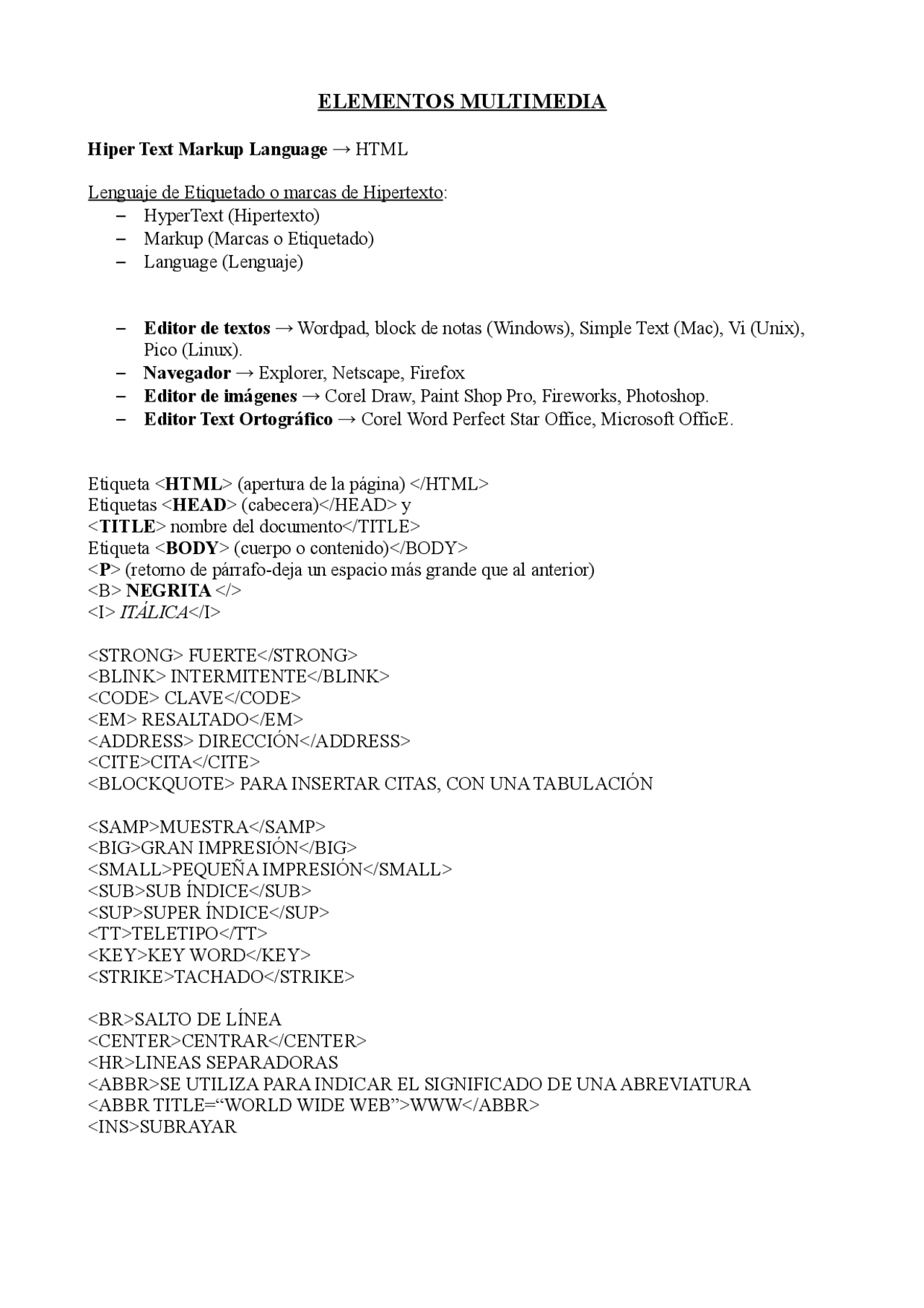 Lenguaje de programación html - Apuntes de Programación Informática ...