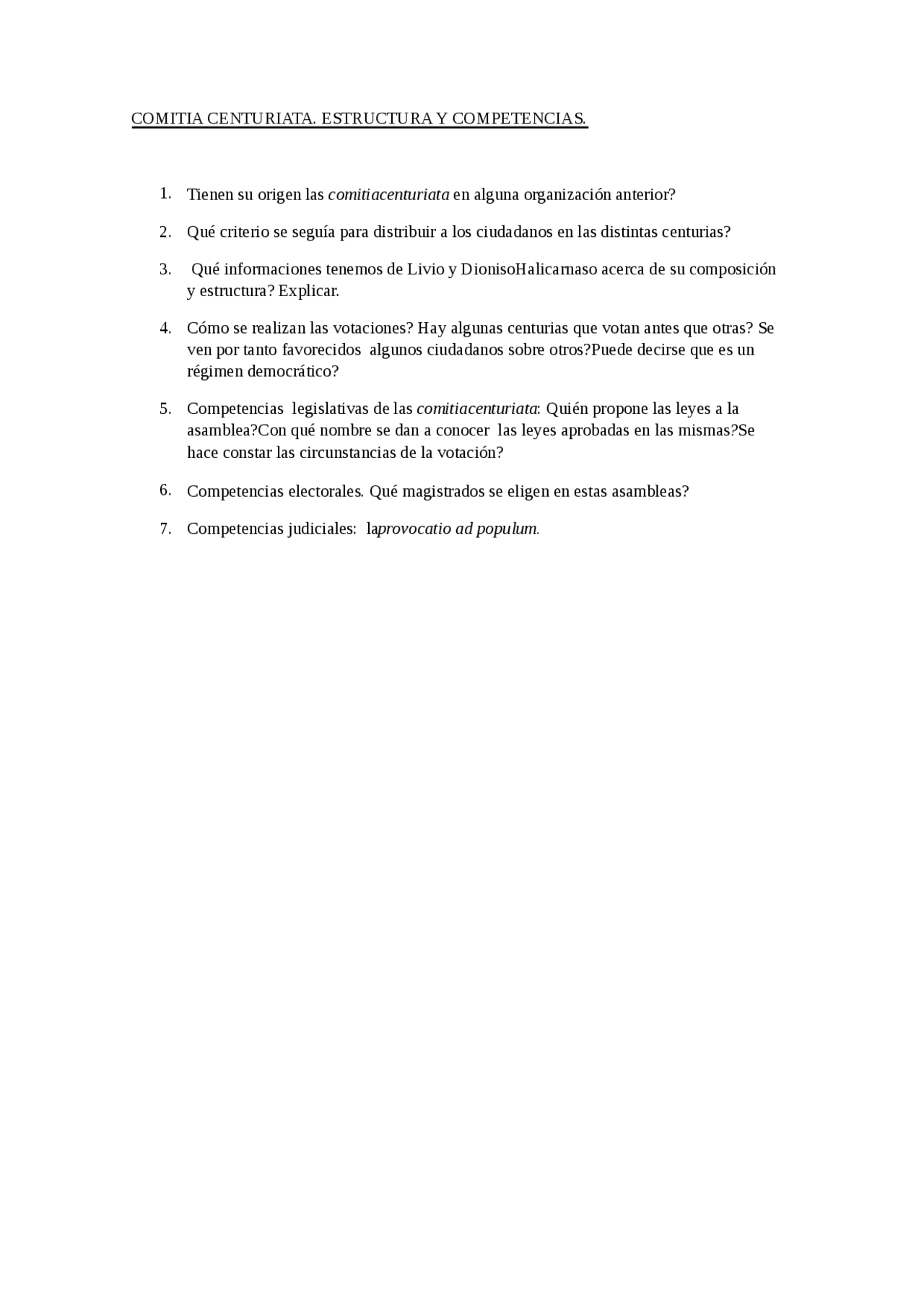 Comitia centuriata - Apuntes de Derecho Romano - Docsity