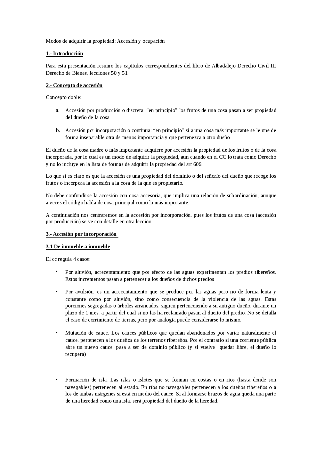 Accesión y Ocupación fuenteseca - Apuntes de Derecho Civil - Docsity