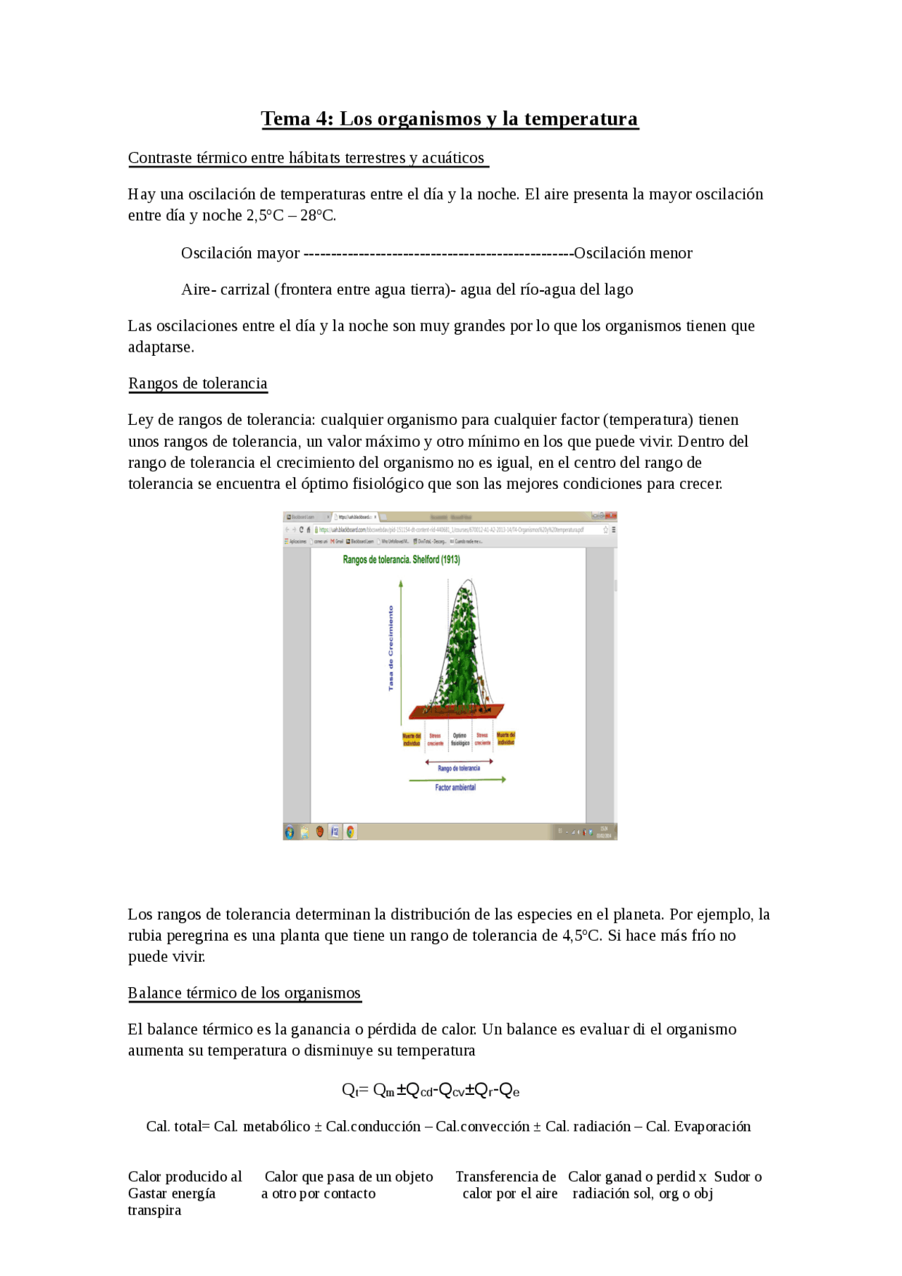 Tema 4: Los organismos y la temperatura Contraste térmico entre háb ...