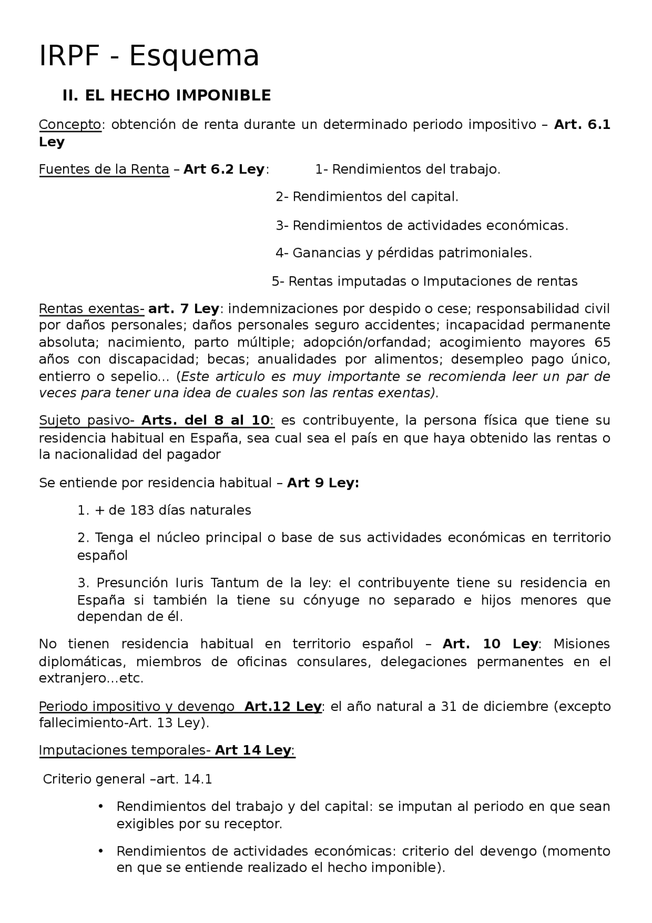 Ley del IRPF - Apuntes de Periodismo - Docsity
