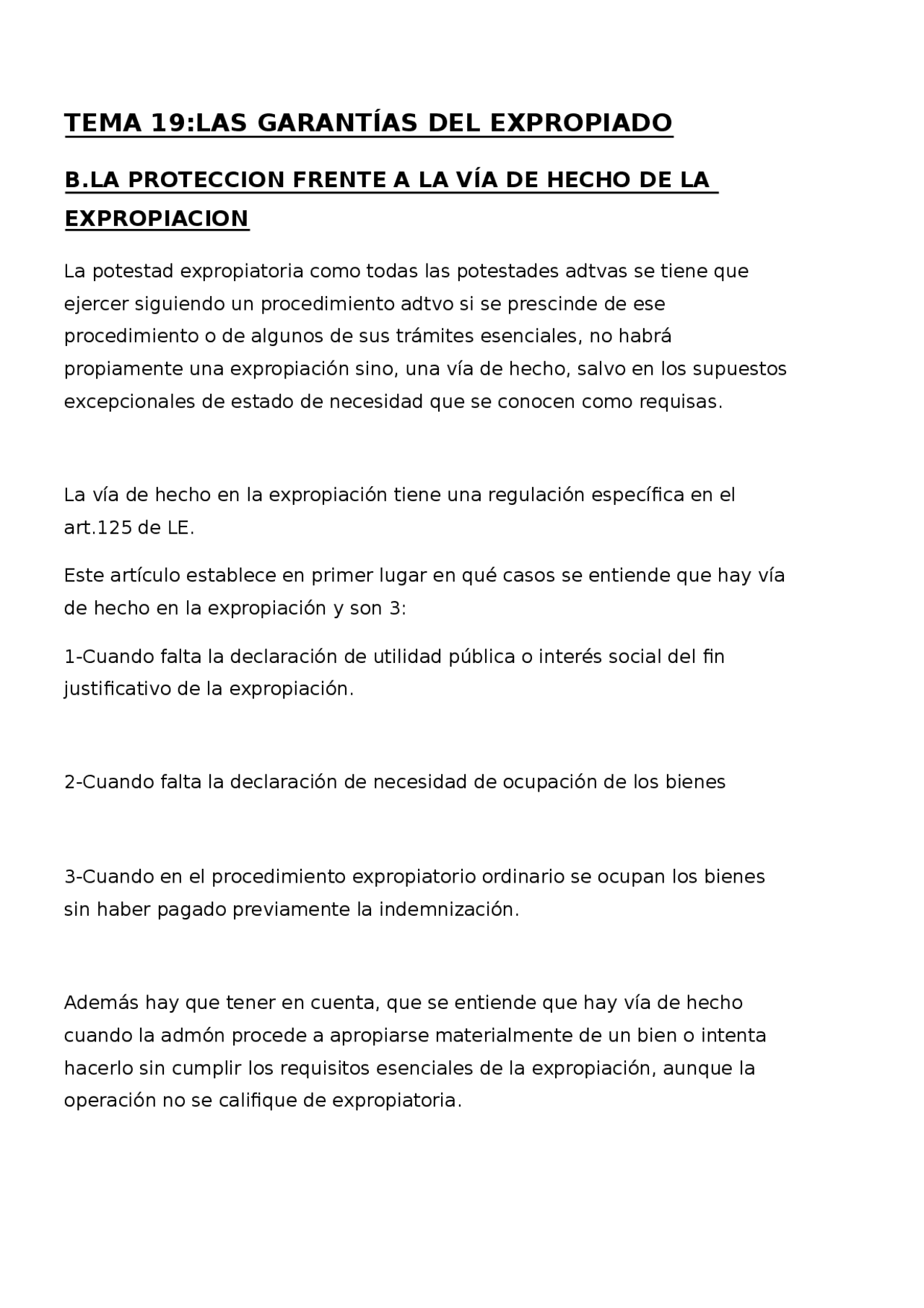 Las garantías de expropiado - Apuntes de Derecho Administrativo - Docsity