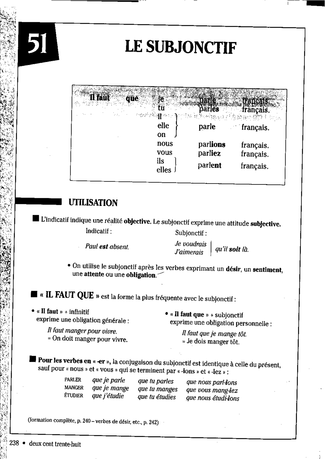 Le subjonctif - Apuntes de Idioma Francés - Docsity