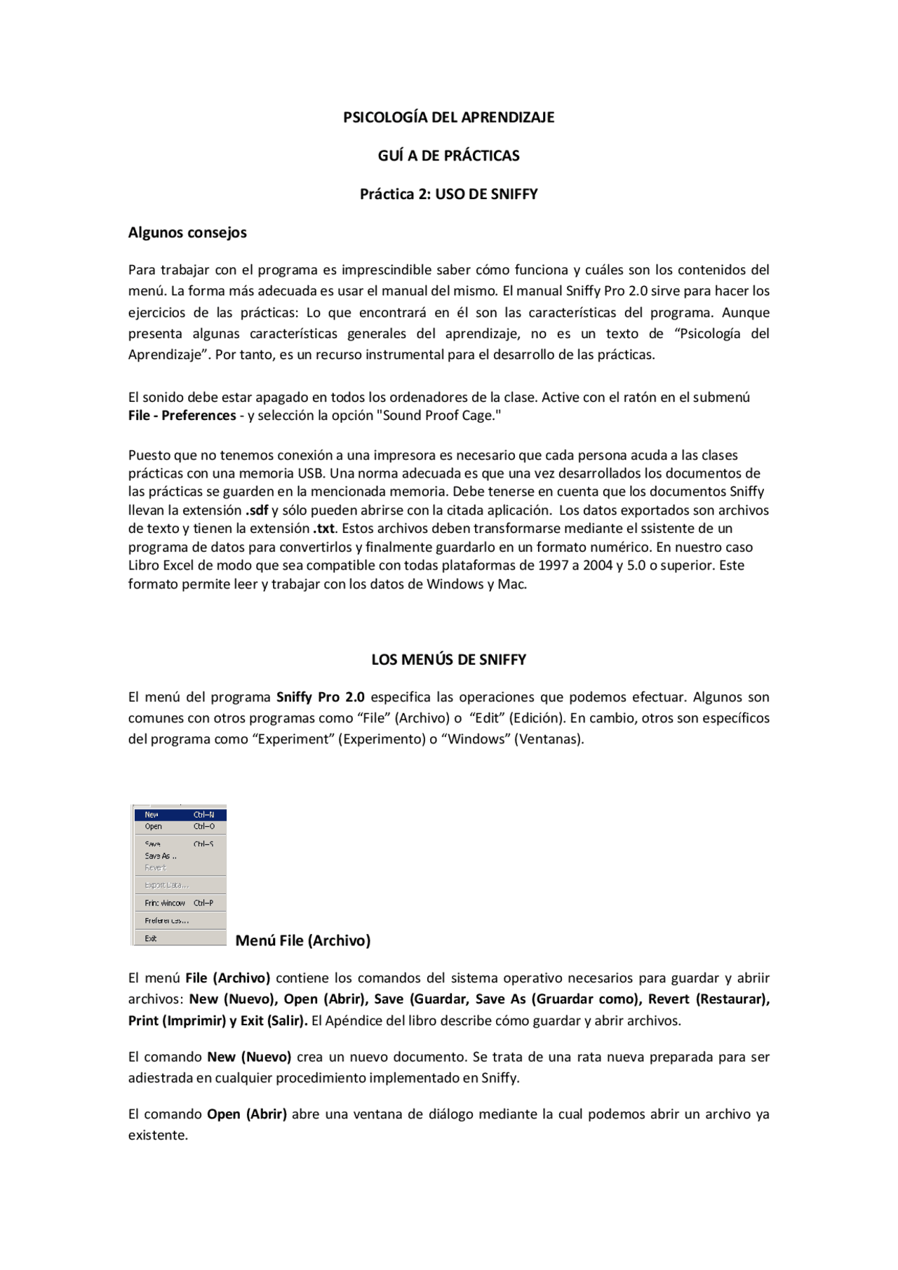 Prácticas, el uso de Sniffy - Apuntes de Psicología del Aprendizaje ...