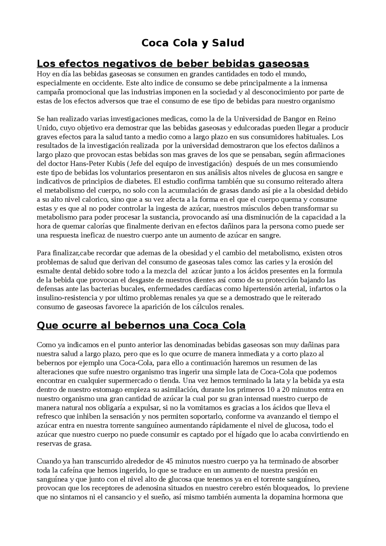 Coca cola y salud - Apuntes de Psicología Social - Docsity