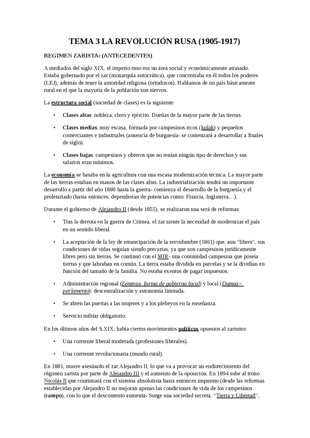 La revolucion rusa - Apuntes de Periodismo | Docsity
