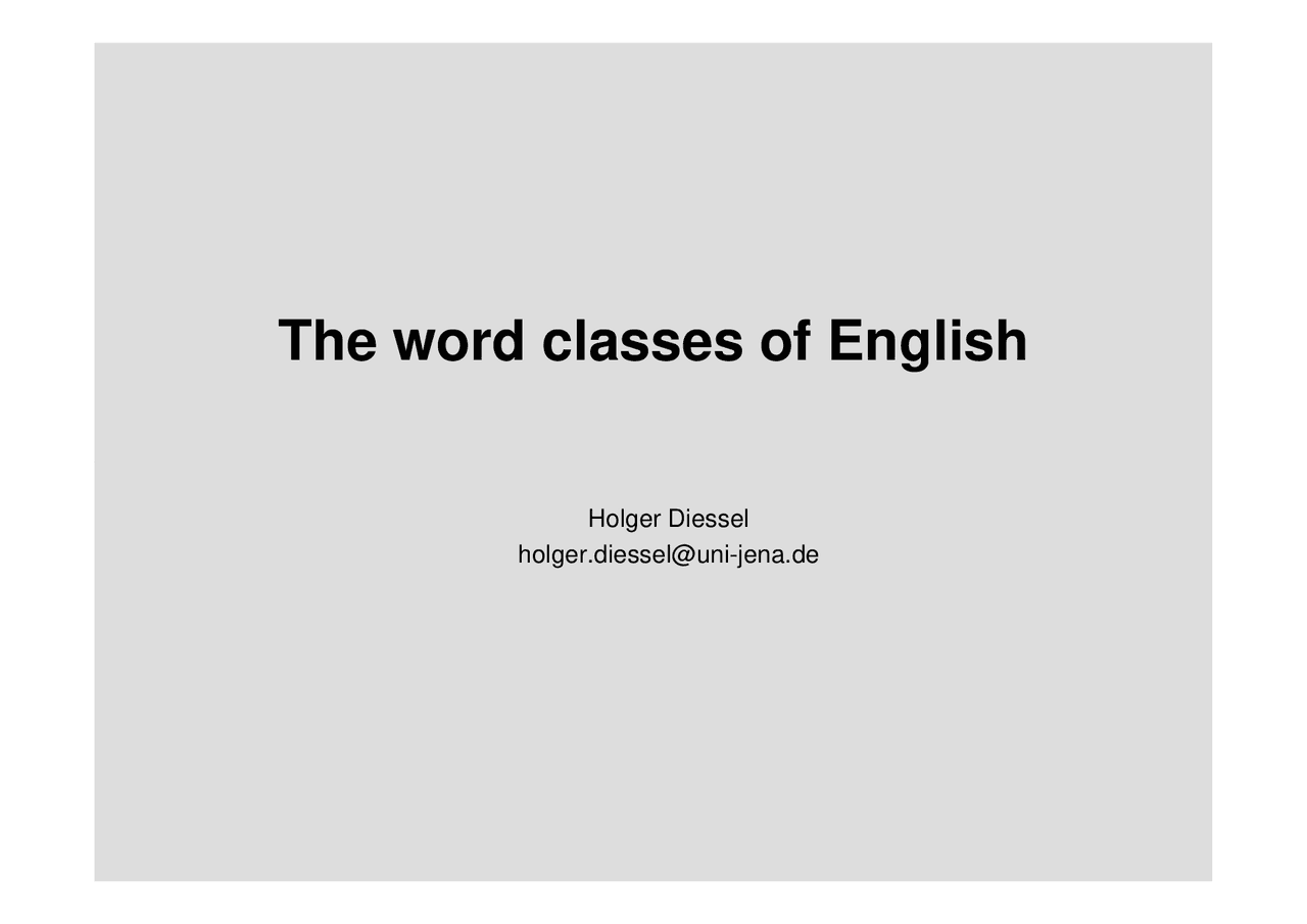 open word classes - Apuntes de Idioma Inglés | Docsity