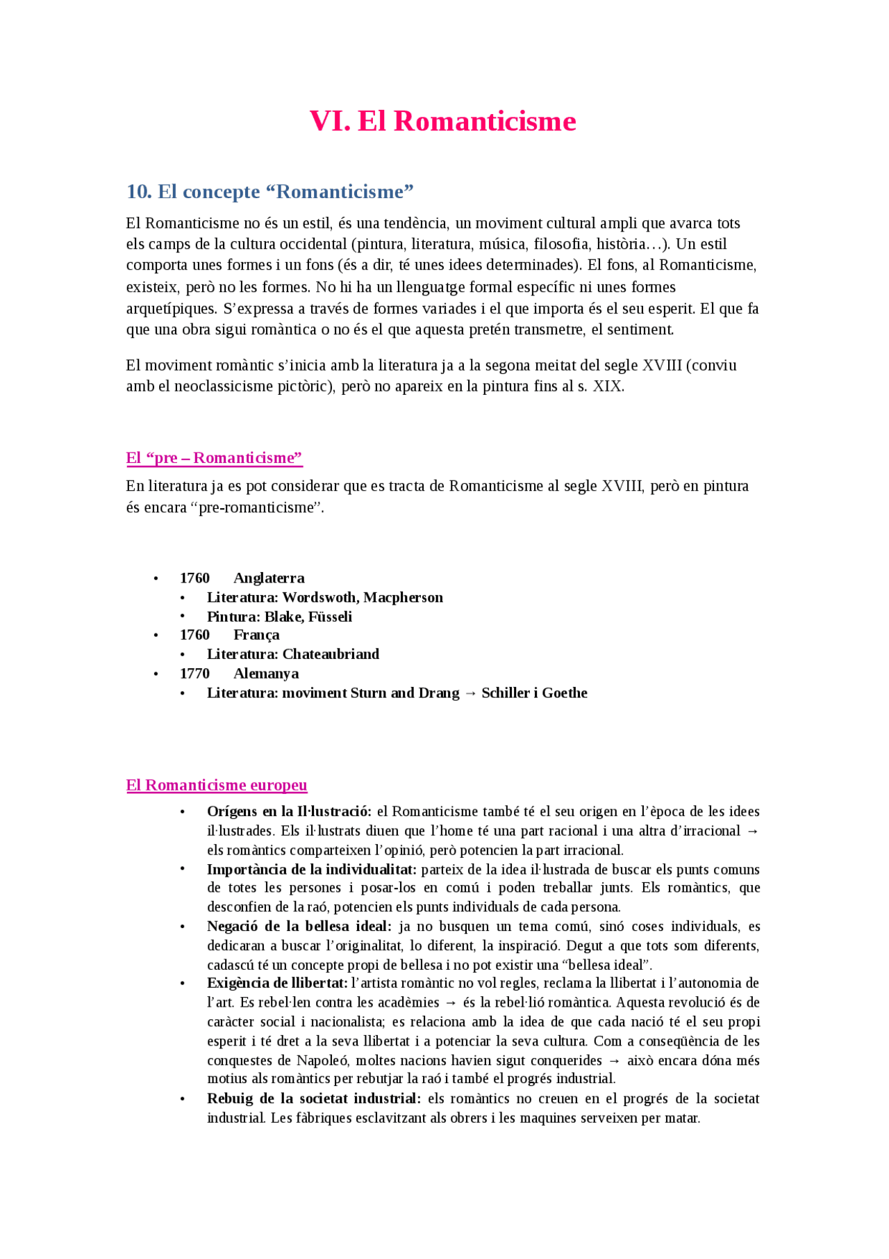 BLOC IV: EL ROMANTICISME - Apuntes de Historia del Arte - Docsity