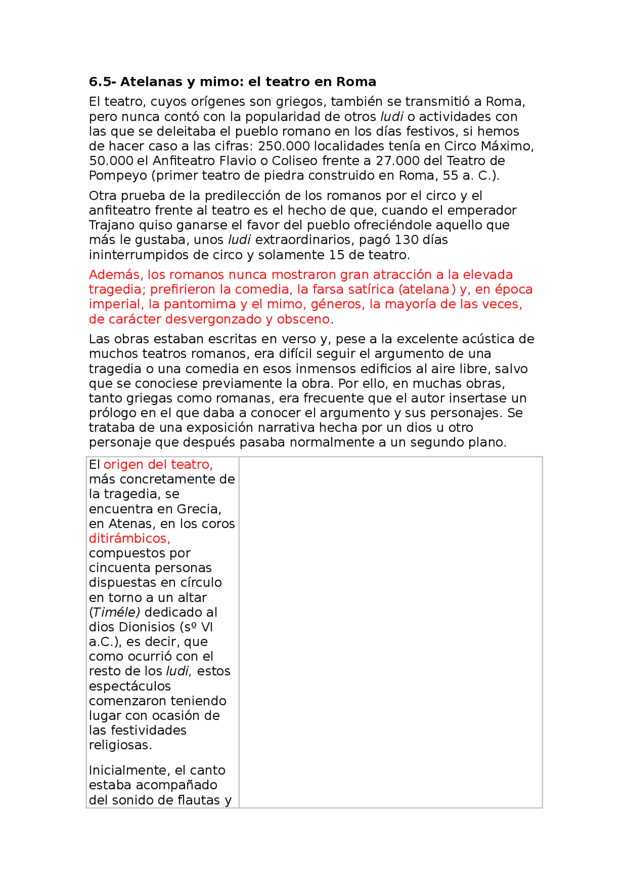 El teatro en Roma - Apuntes de Derecho Romano - Docsity