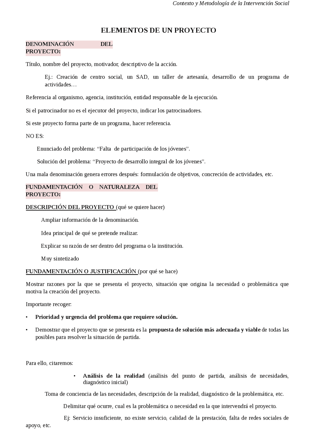 Elementos de un proyecto - Guías, Proyectos, Investigaciones de Trabajo ...