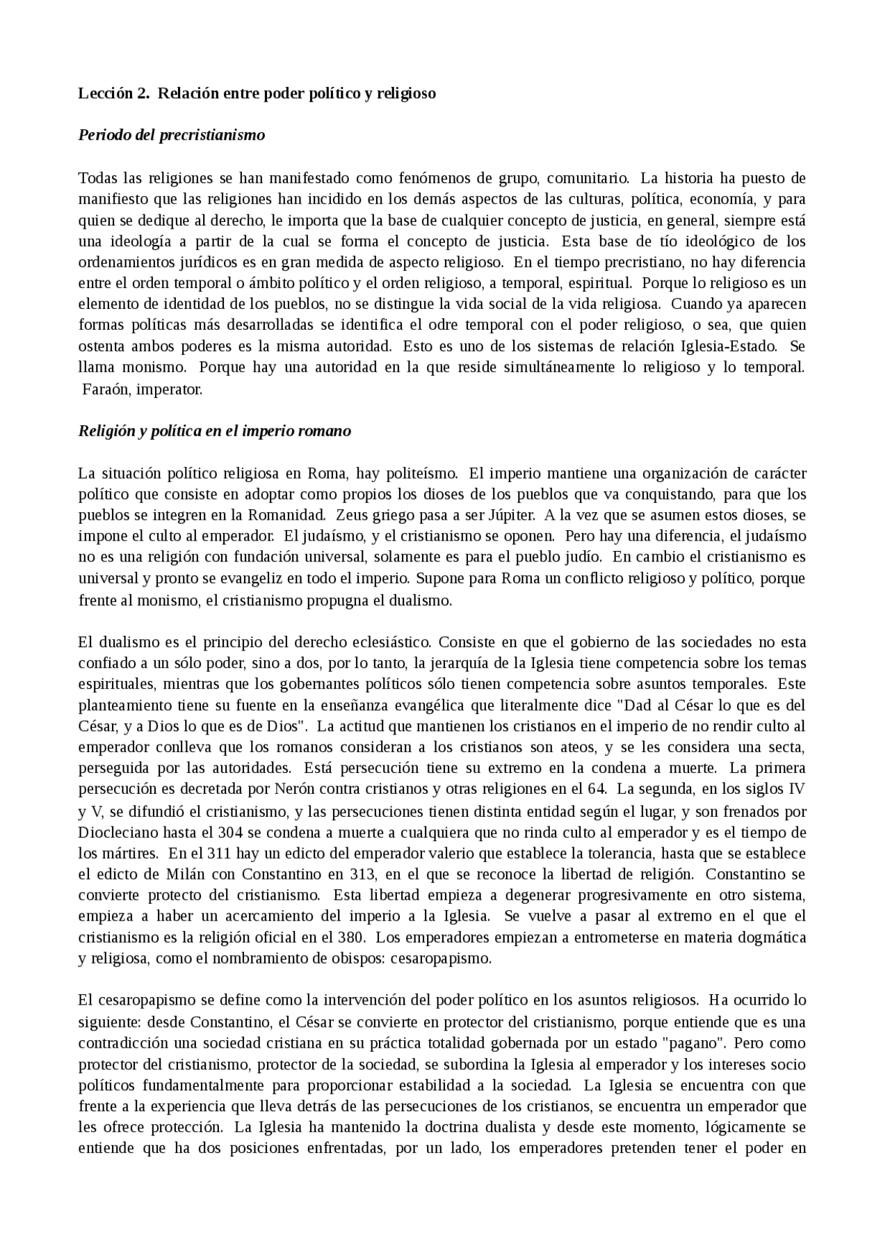 Relación entre poder político y religioso - Apuntes de Derecho ...