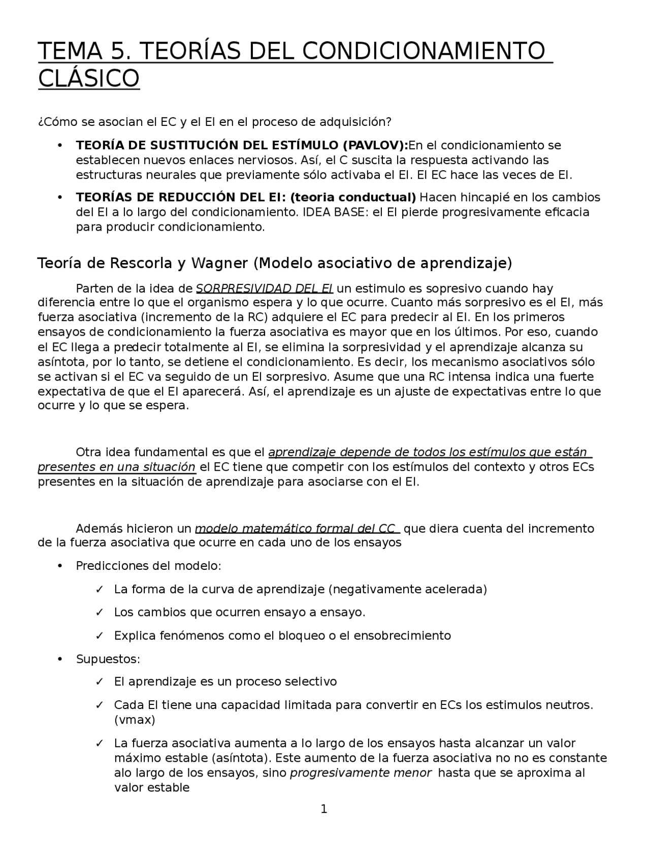 TEMA 5. TEORÍAS DEL CONDICIONAMIENTO CLÁSICO - Apuntes de Psicología ...