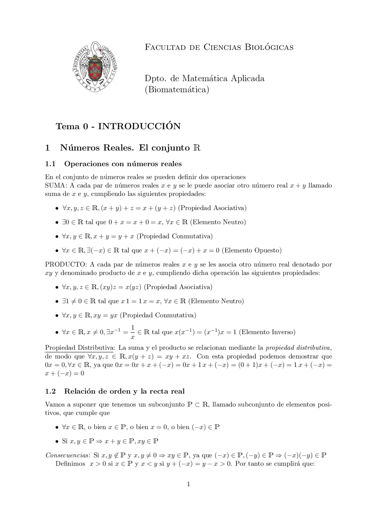 Introduccion matematicas - Apuntes de Matemáticas - Docsity