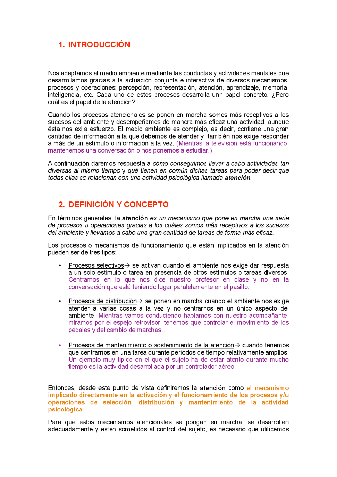 1. INTRODUCCIÓN, DEFINICIÓN Y CONCEPTO - Apuntes de Psicología - Docsity