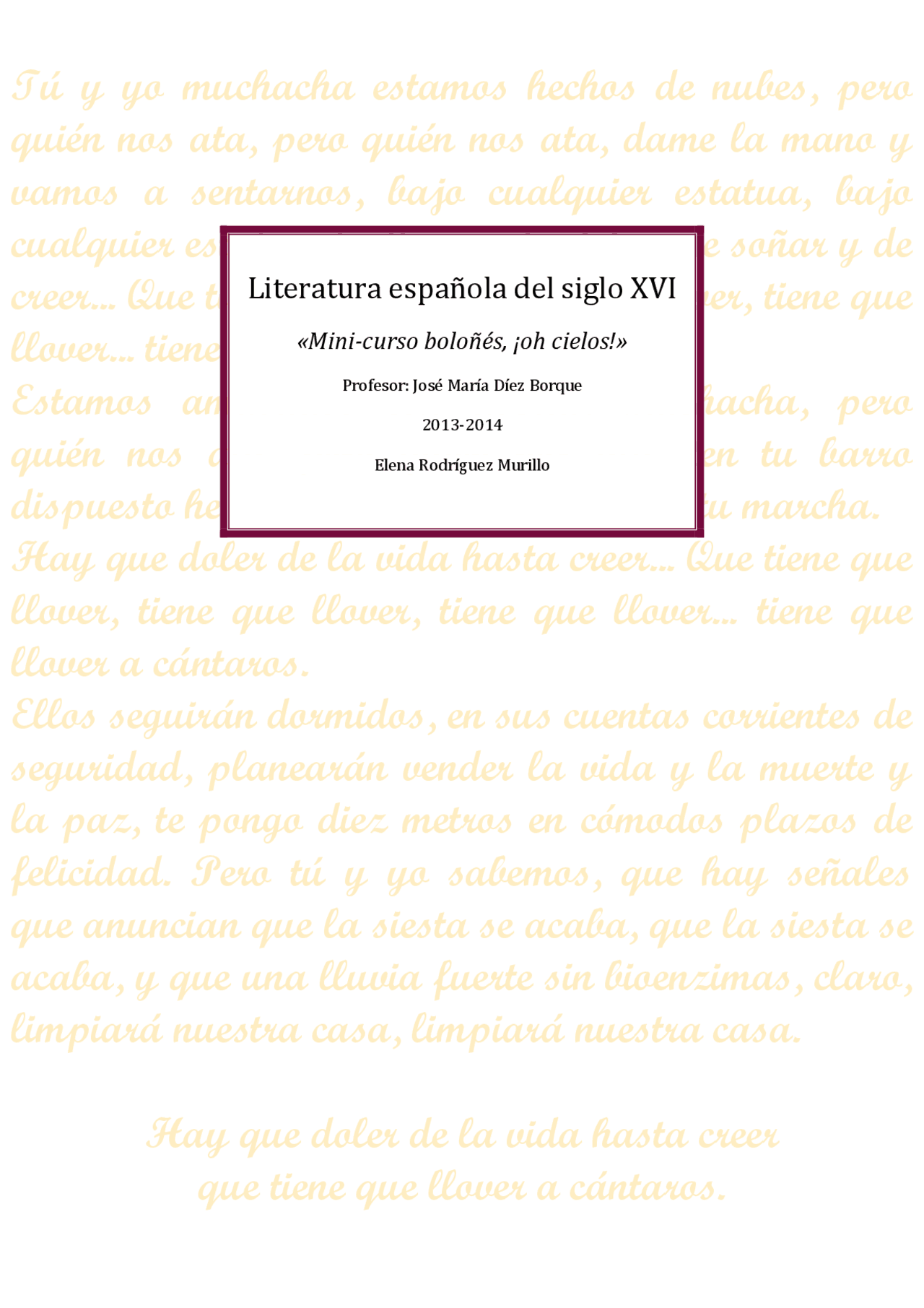 Literatura española del siglo XVI - Apuntes de Literatura del Siglo XVI ...
