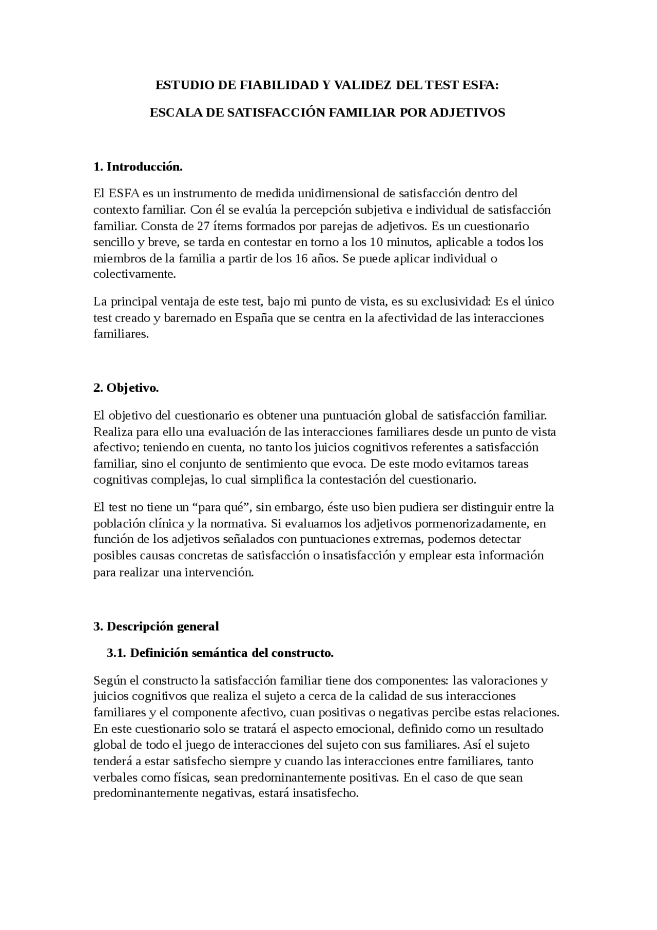 Estudio de fiabilidad y validez del test ESFA - Apuntes de Psicometría ...