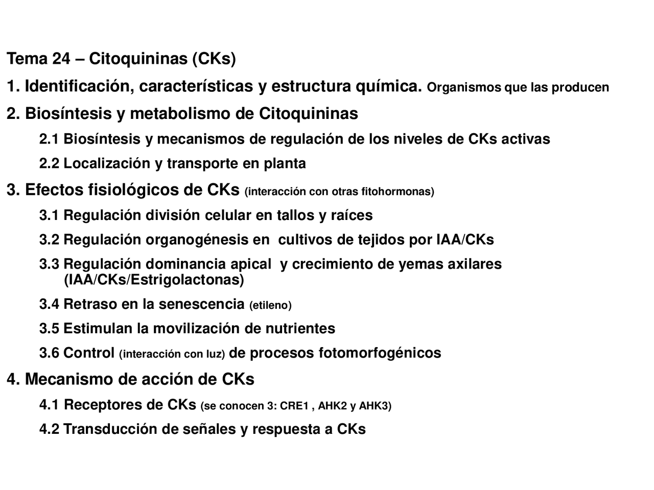Citoquininas (CKs) - Apuntes de Fisiología de las Plantas - Docsity
