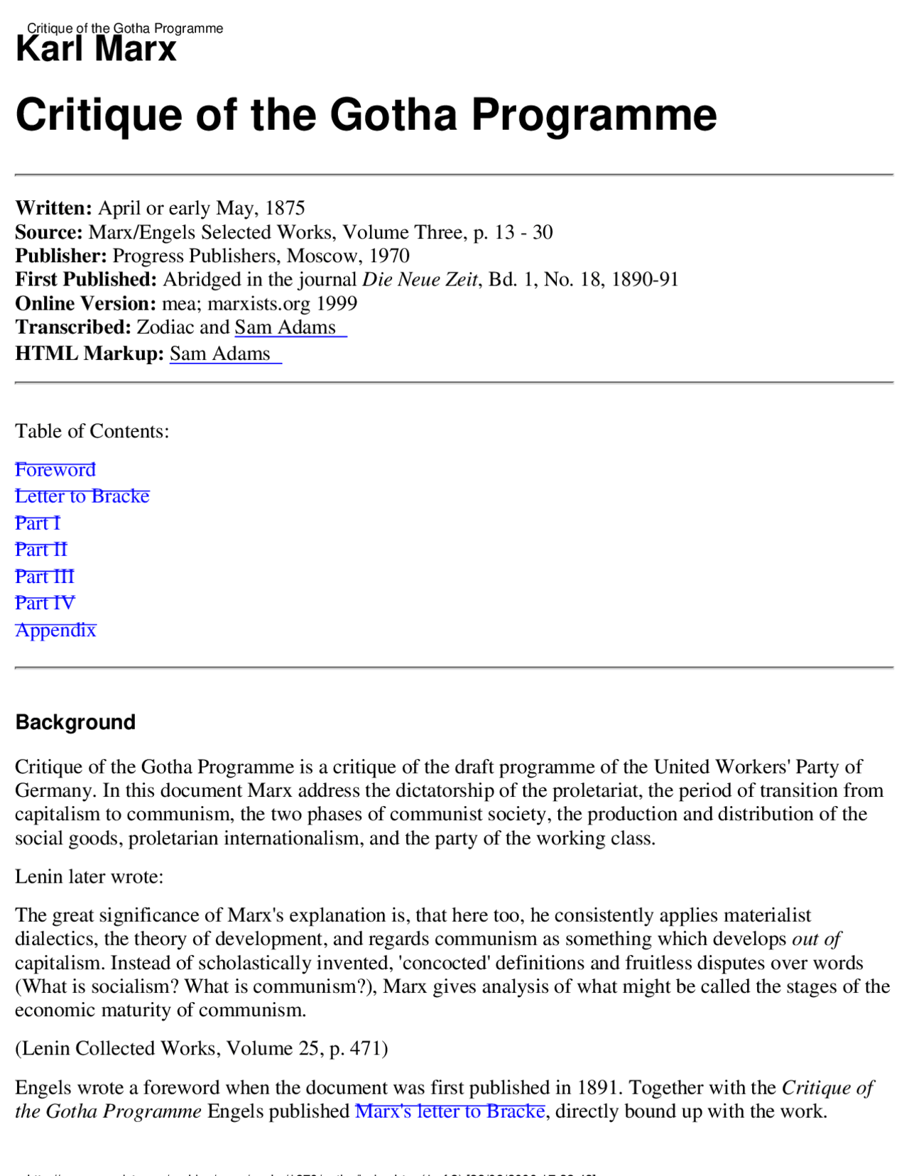 Critique of the Gotha Programe - Apuntes de Psicología - Docsity