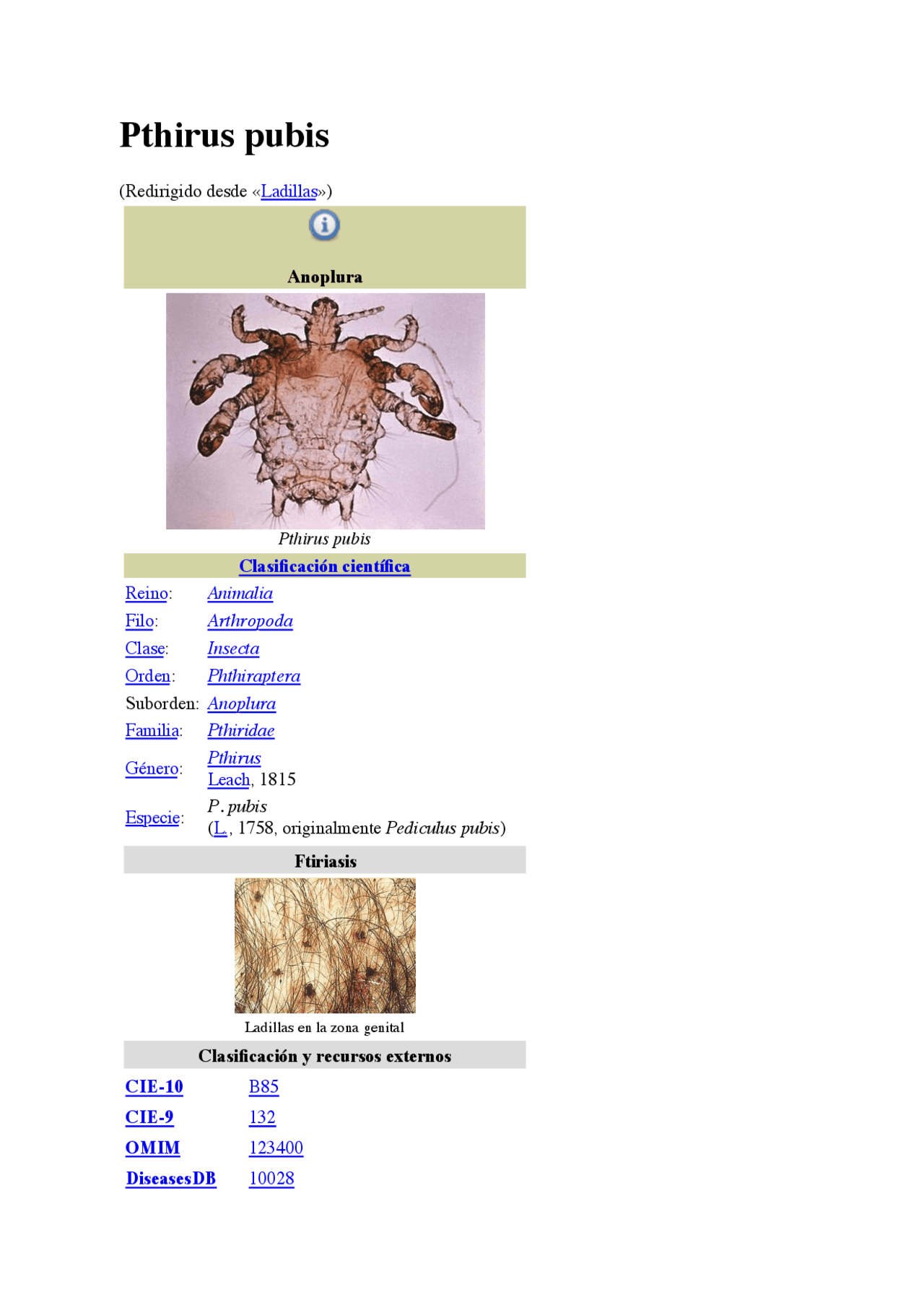 Ladillas - Apuntes de Biología - Docsity