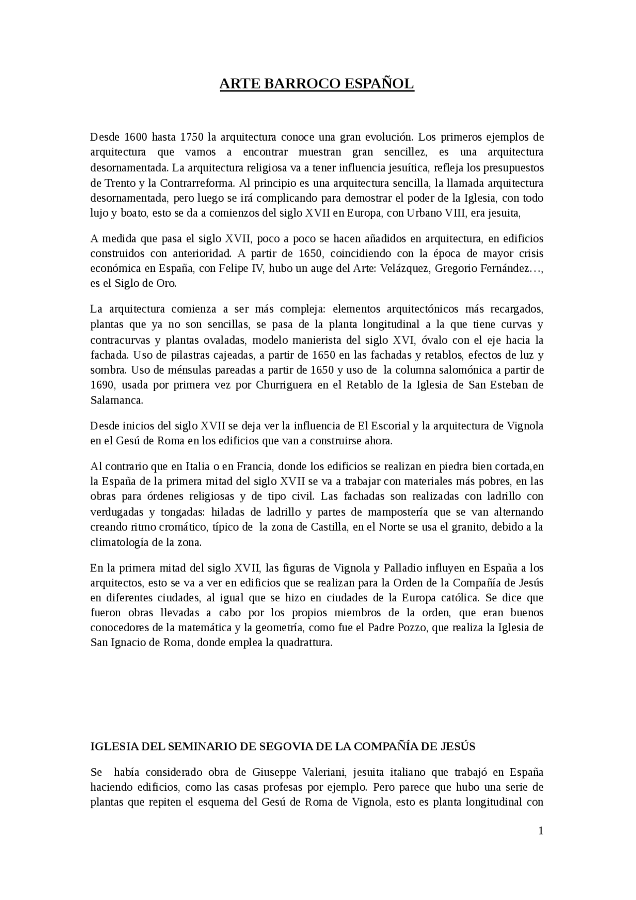 Arte Barroco Español - Apuntes de Historia del Arte - Docsity