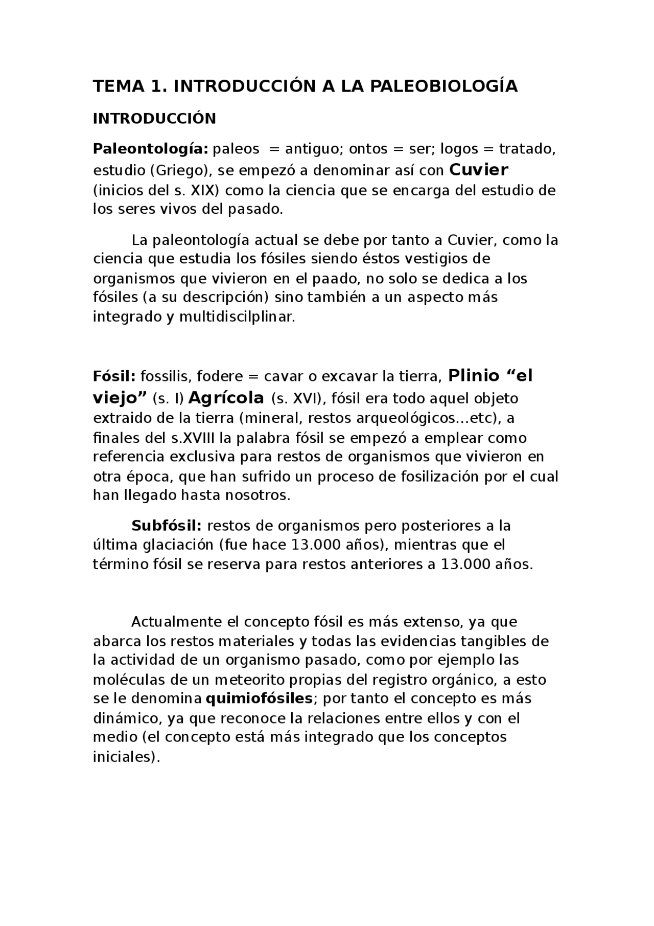 Paleobiologia tema 1 - Apuntes de Paleobiología - Docsity